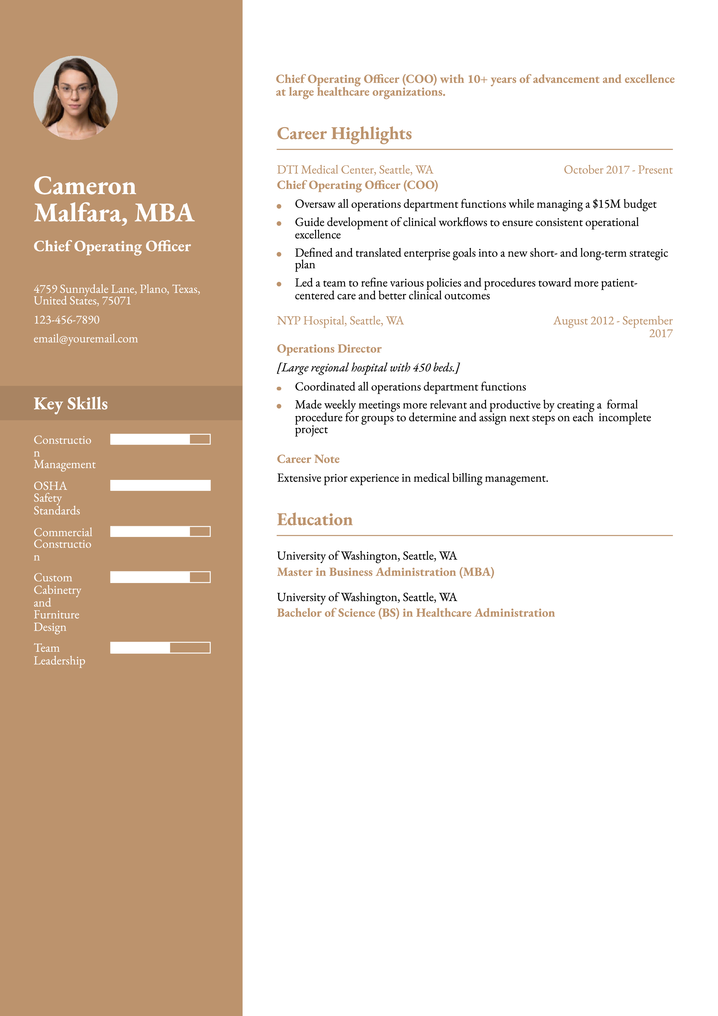 Chief Operating Officer Resume Examples and Templates for 2024 ...