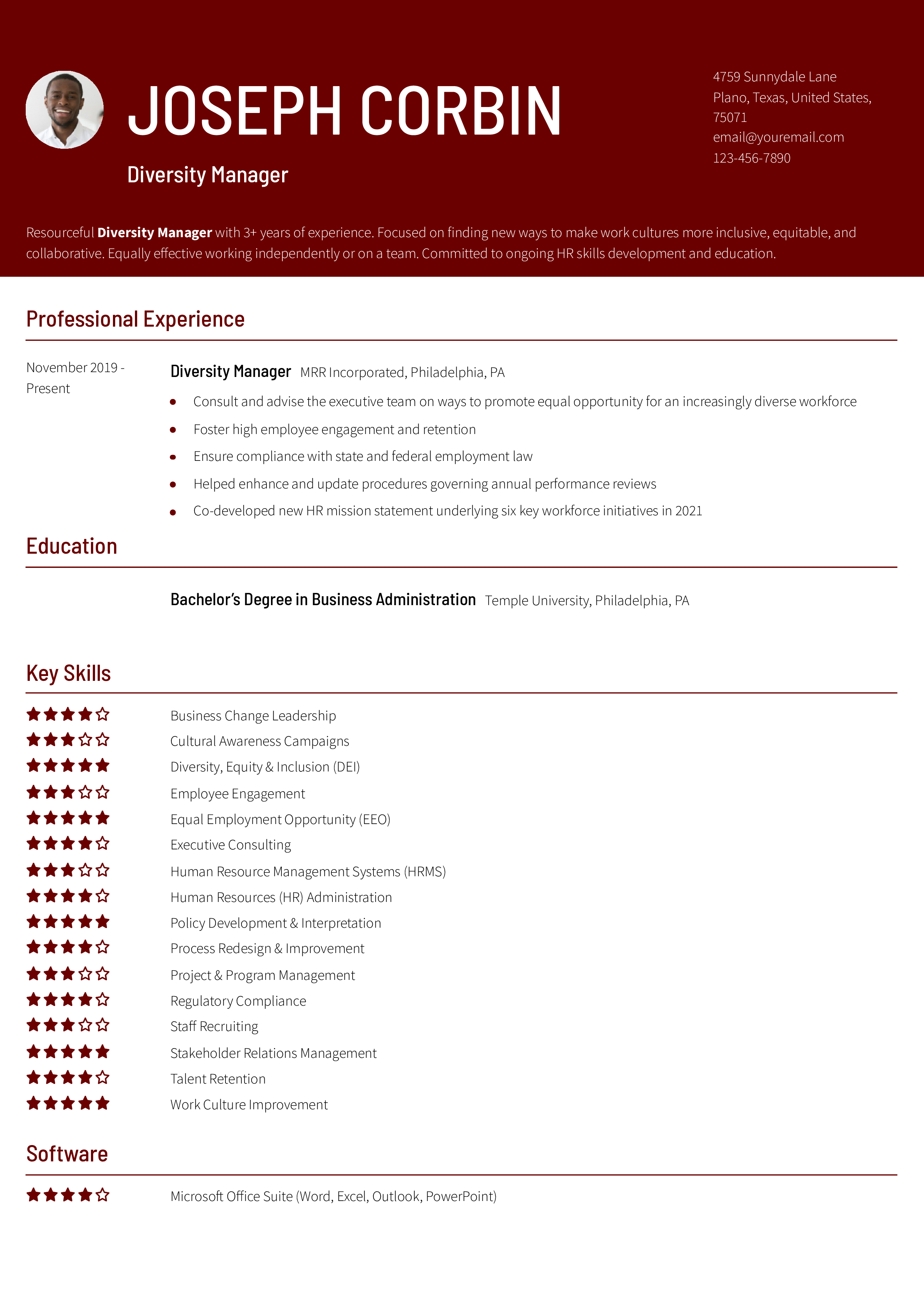 Diversity Manager Resume Examples and Templates for 2024 ...