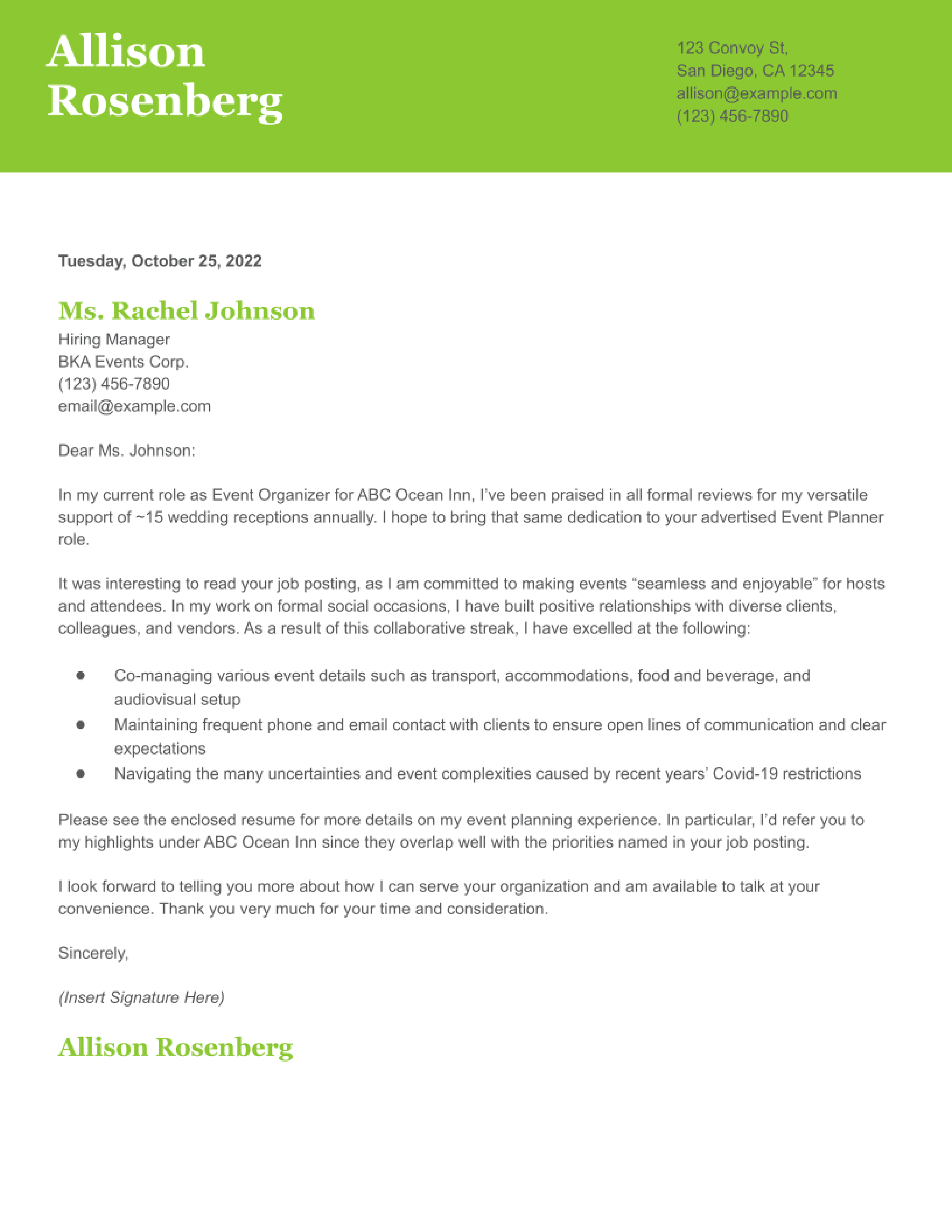Event Planner Cover Letter Examples and Templates for 2024 ...