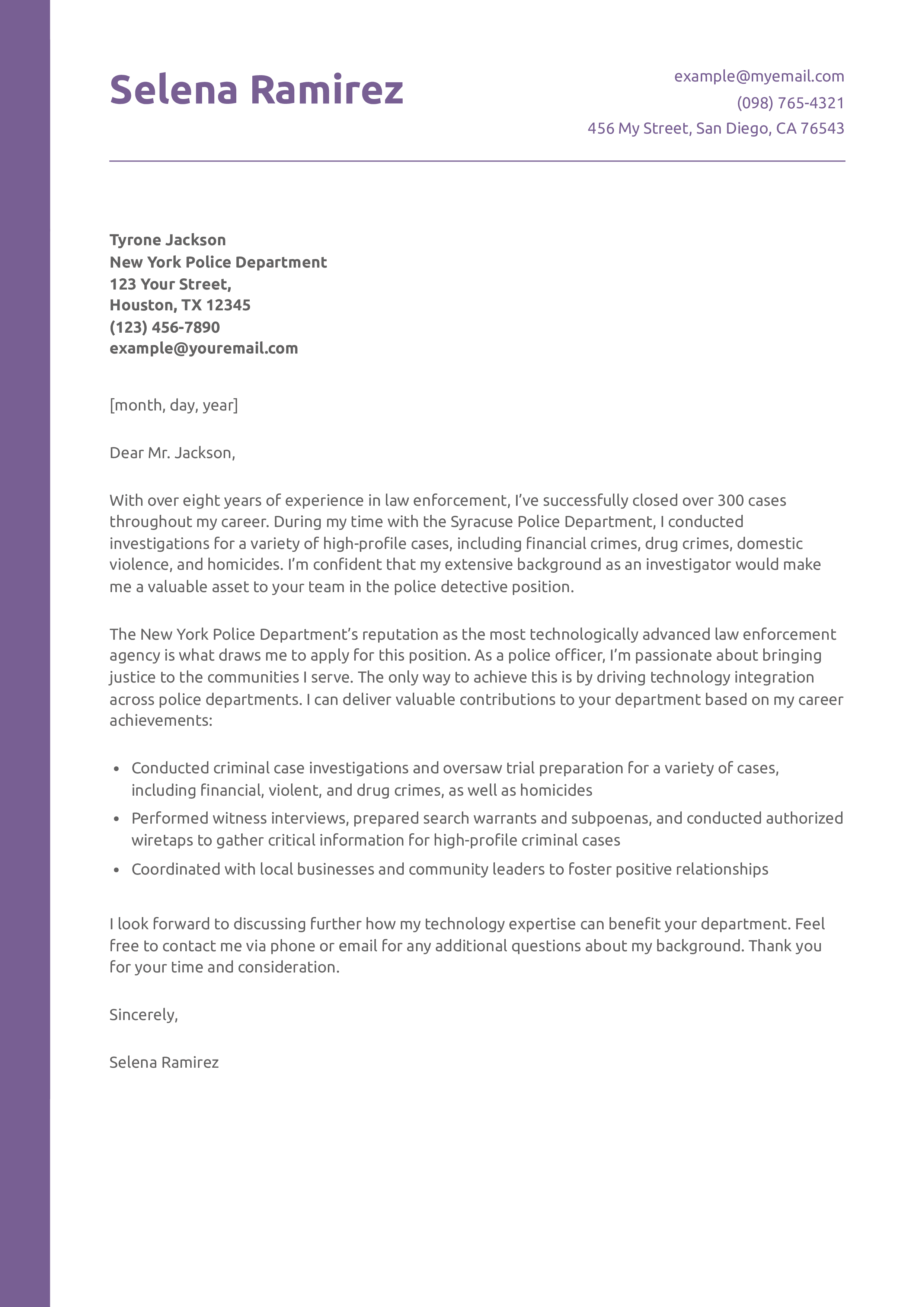 Law Enforcement Cover Letter Examples and Templates for 2024 ...