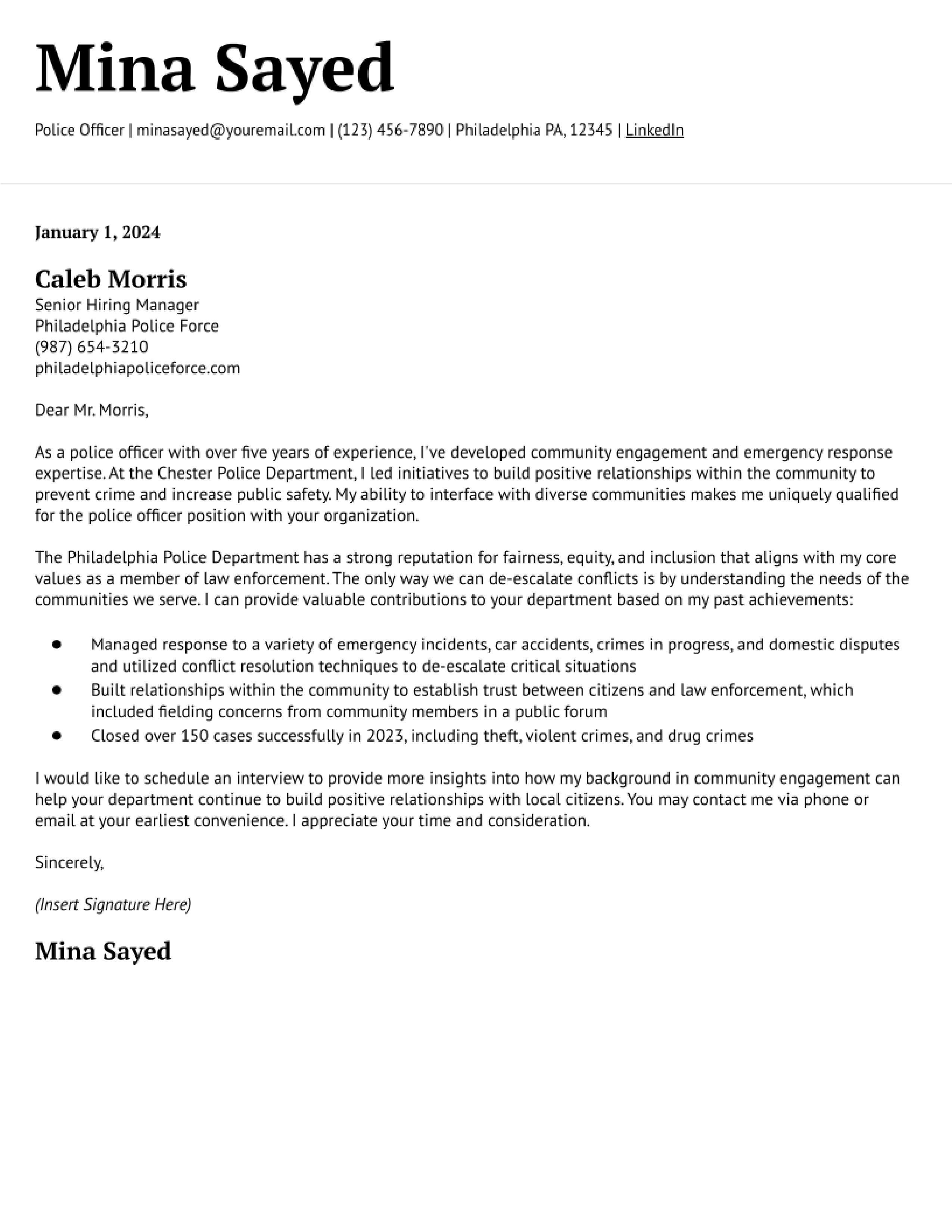 Law Enforcement Cover Letter Examples and Templates for 2024 ...