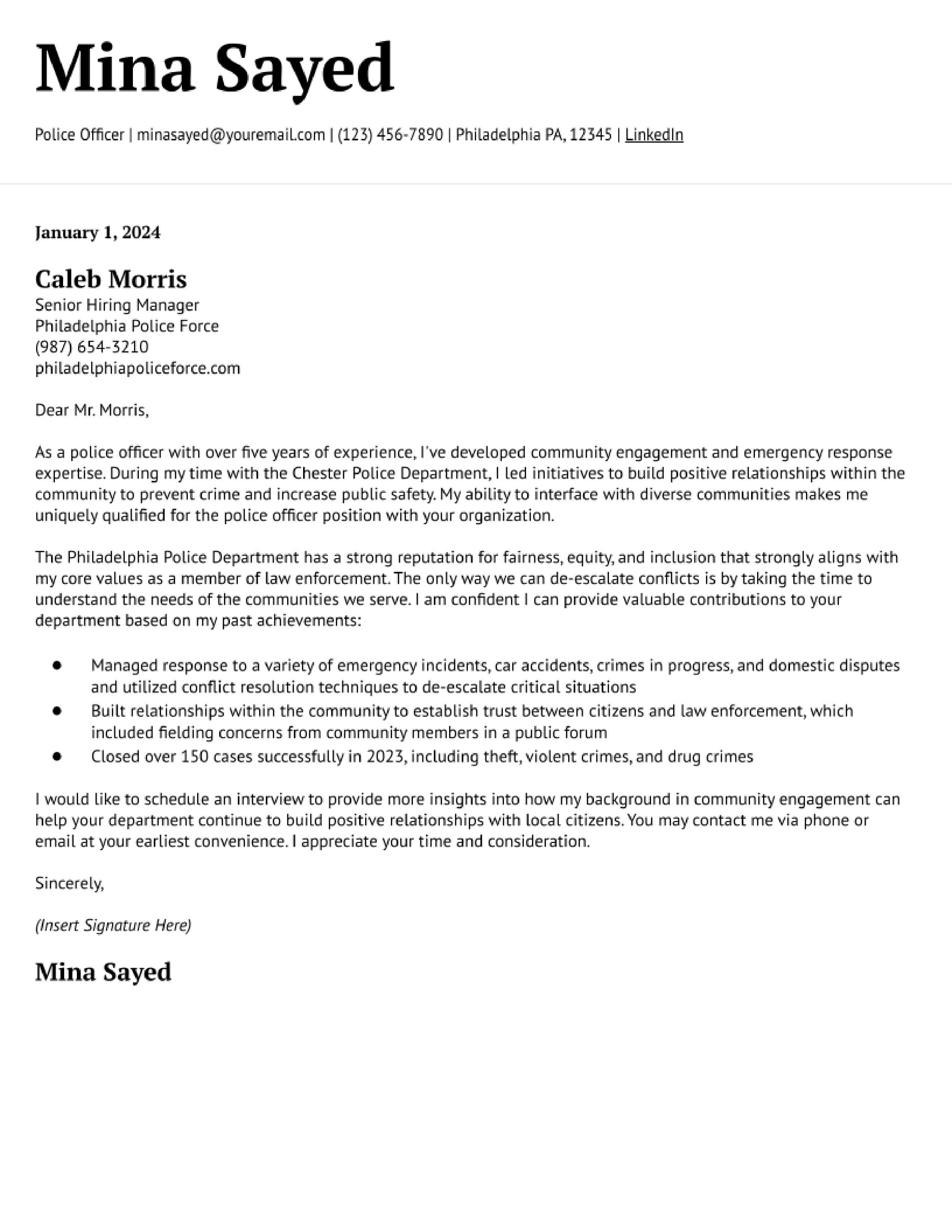 Law Enforcement Cover Letter Examples and Templates for 2024 ...
