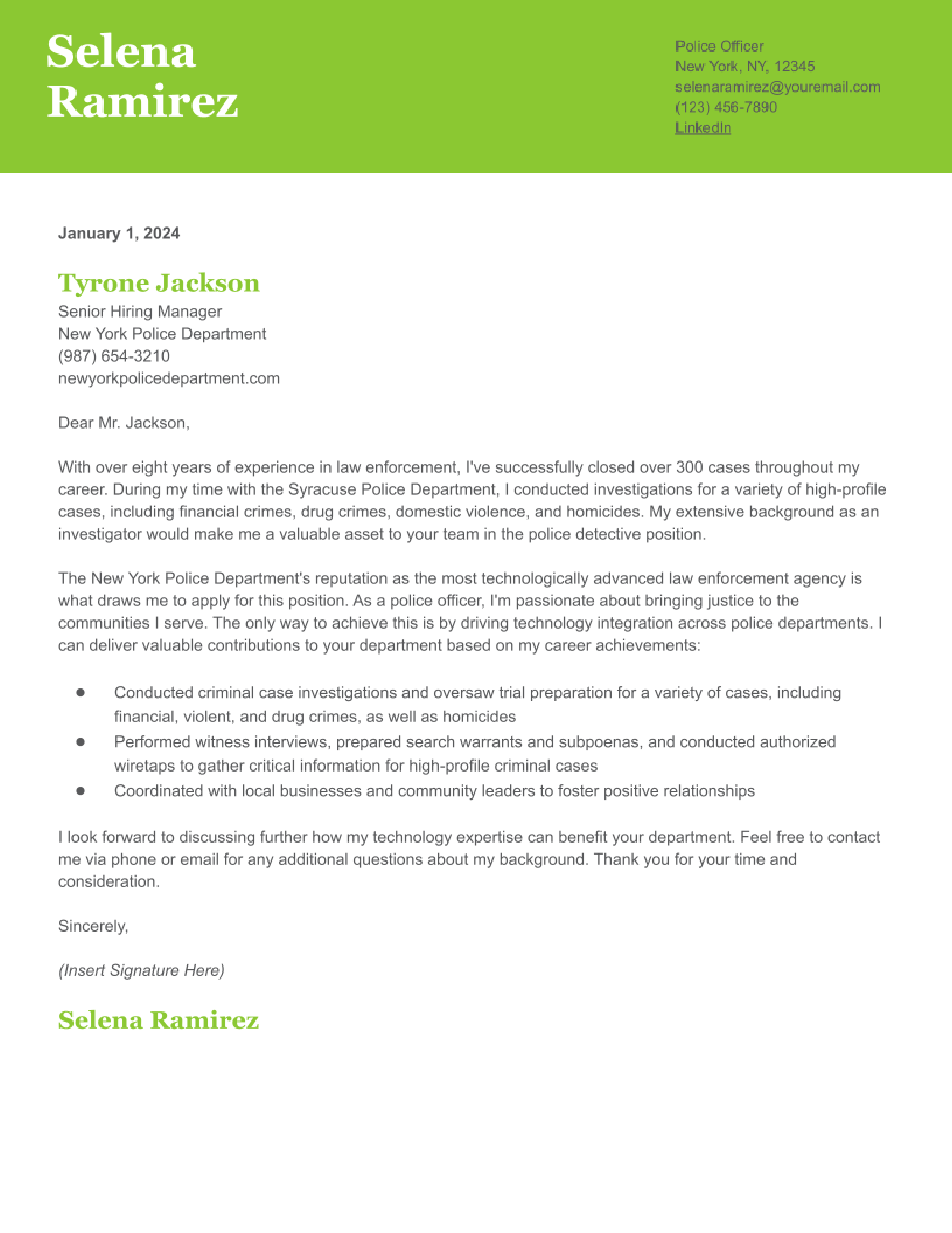 Law Enforcement Cover Letter Examples and Templates for 2024 ...