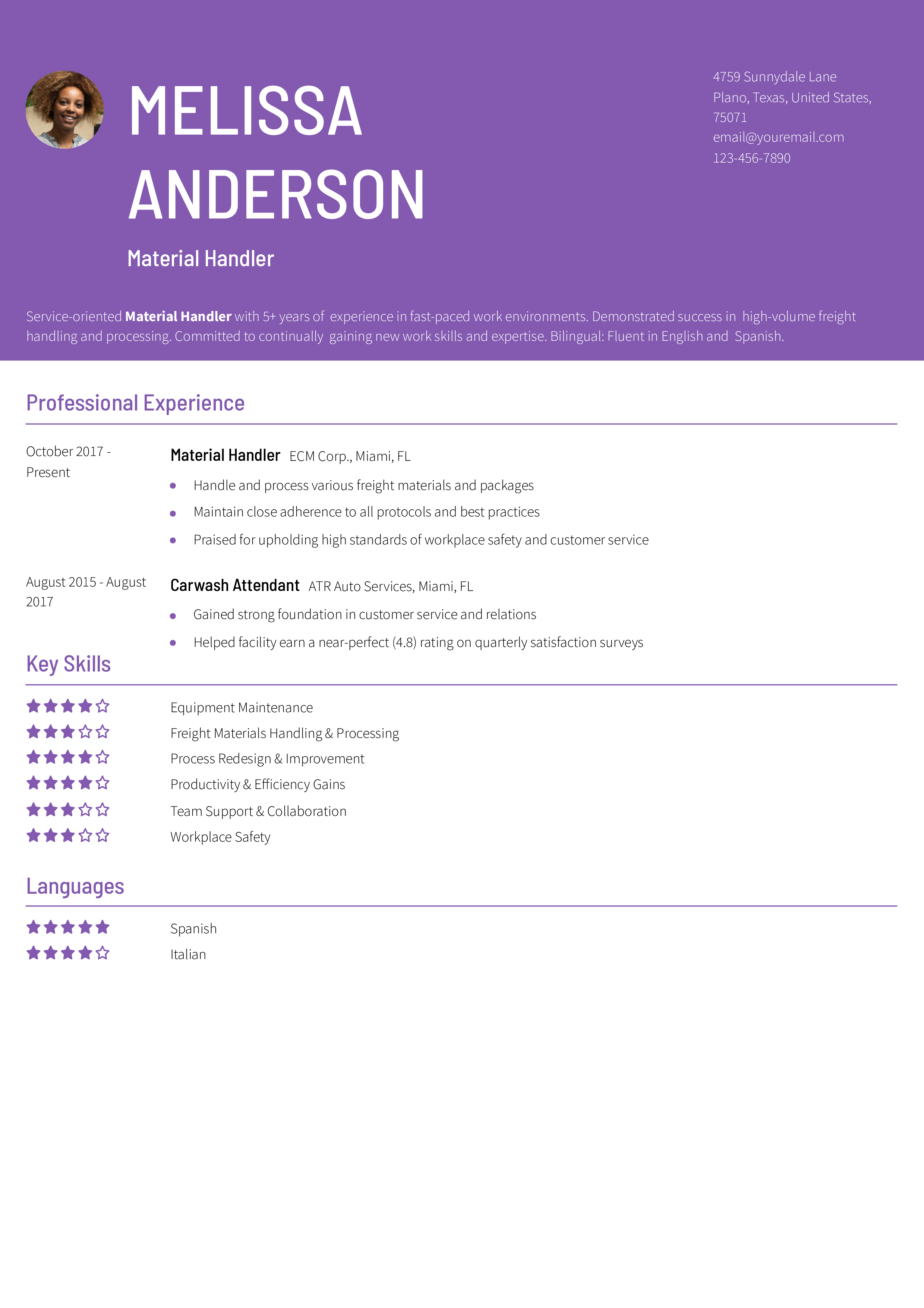 Material Handler Resume Examples and Templates for 2024 - ResumeBuilder.com