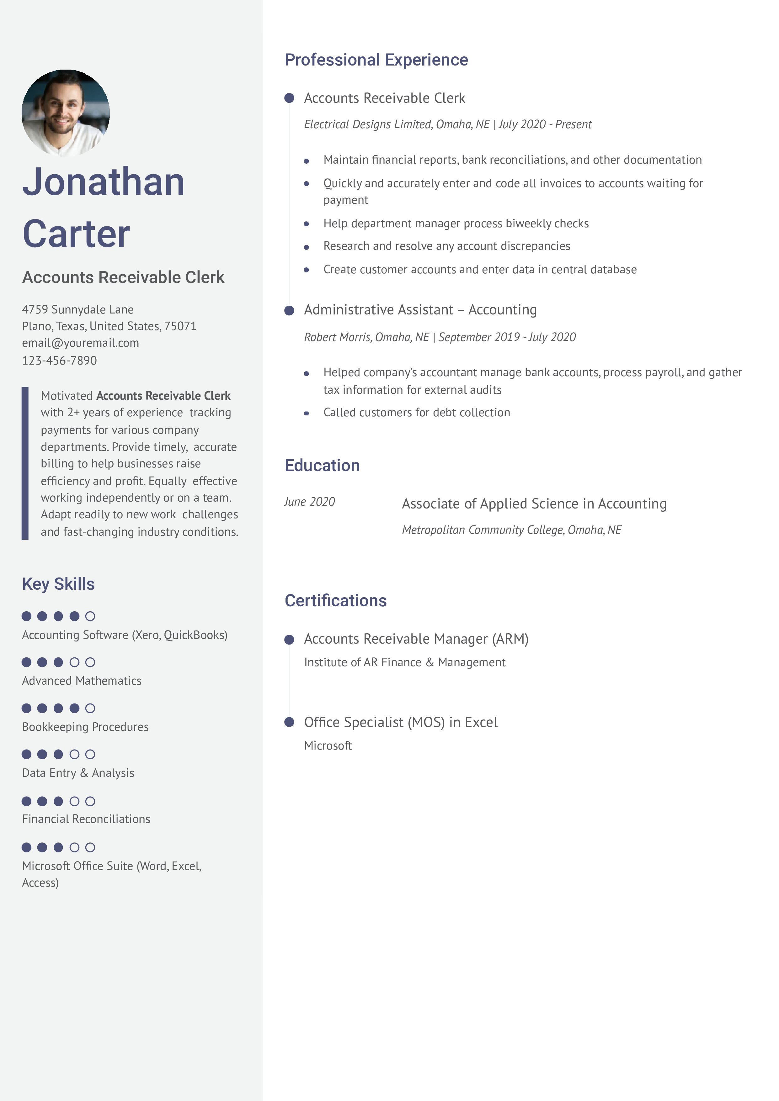 Accounts Receivable Resume Examples and Templates for 2024 ...