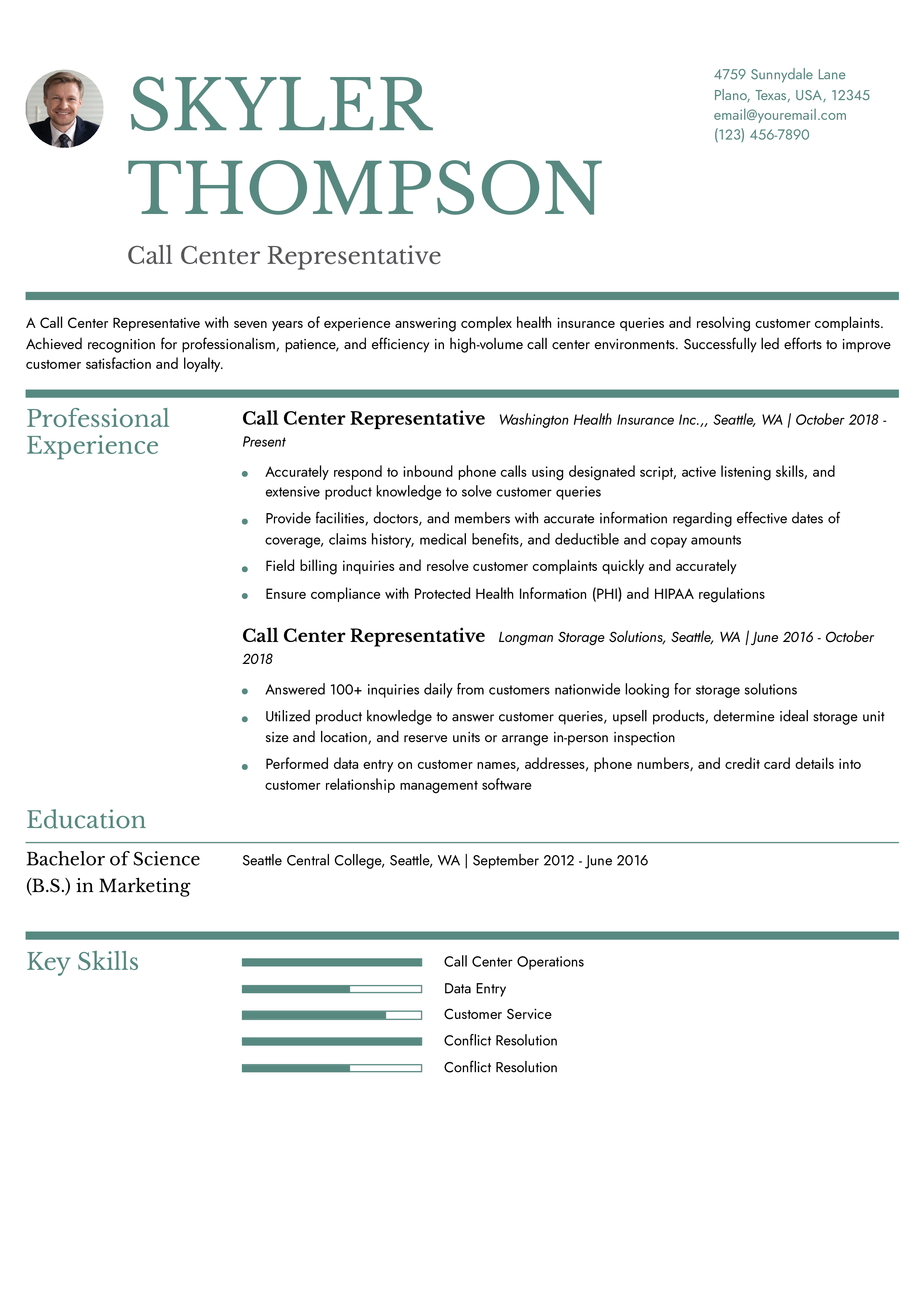 Call Center Representative Resume Examples and Templates for 2024 ...