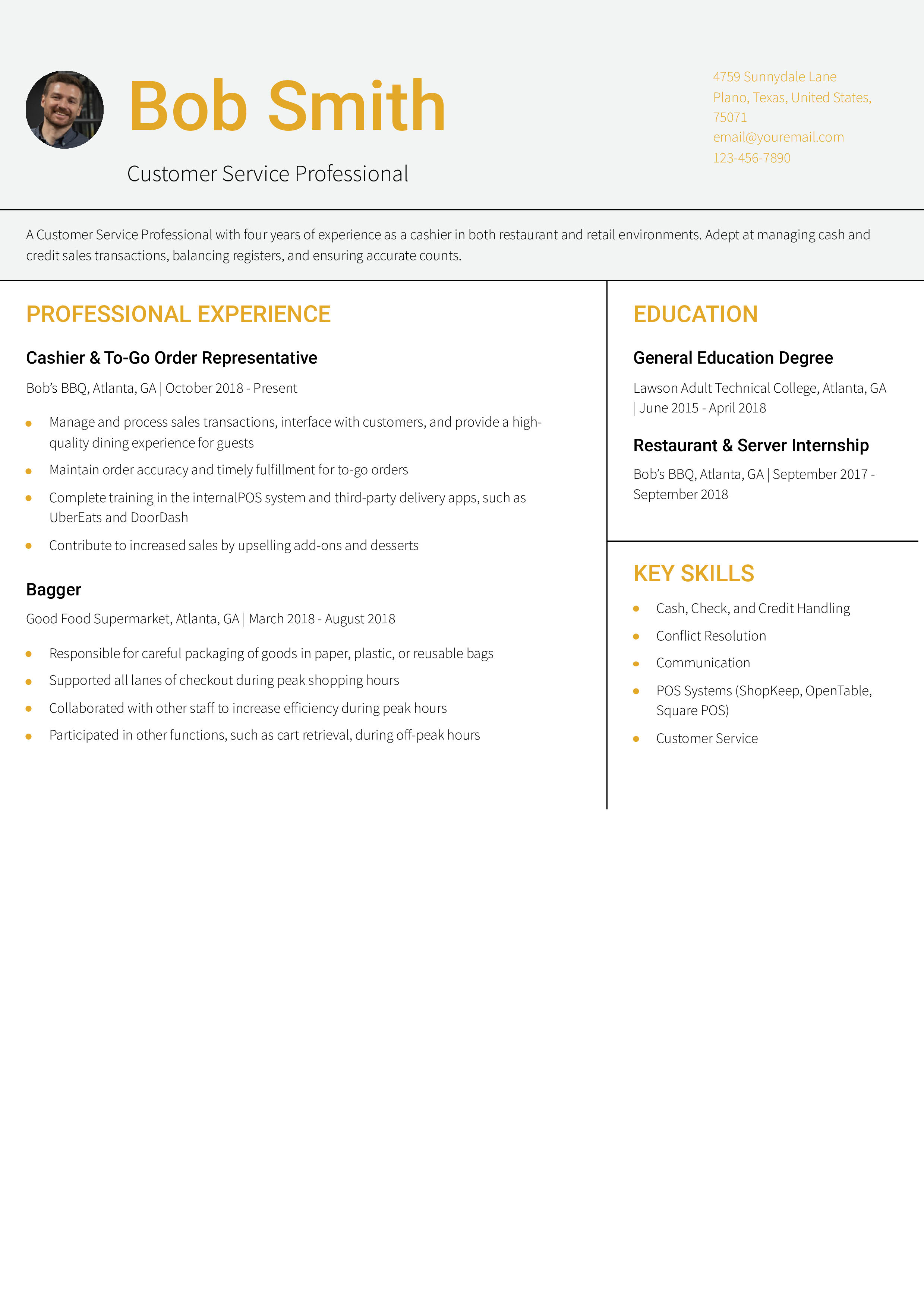 Cashier Resume Examples And Templates For 2024 - Resumebuilder.com
