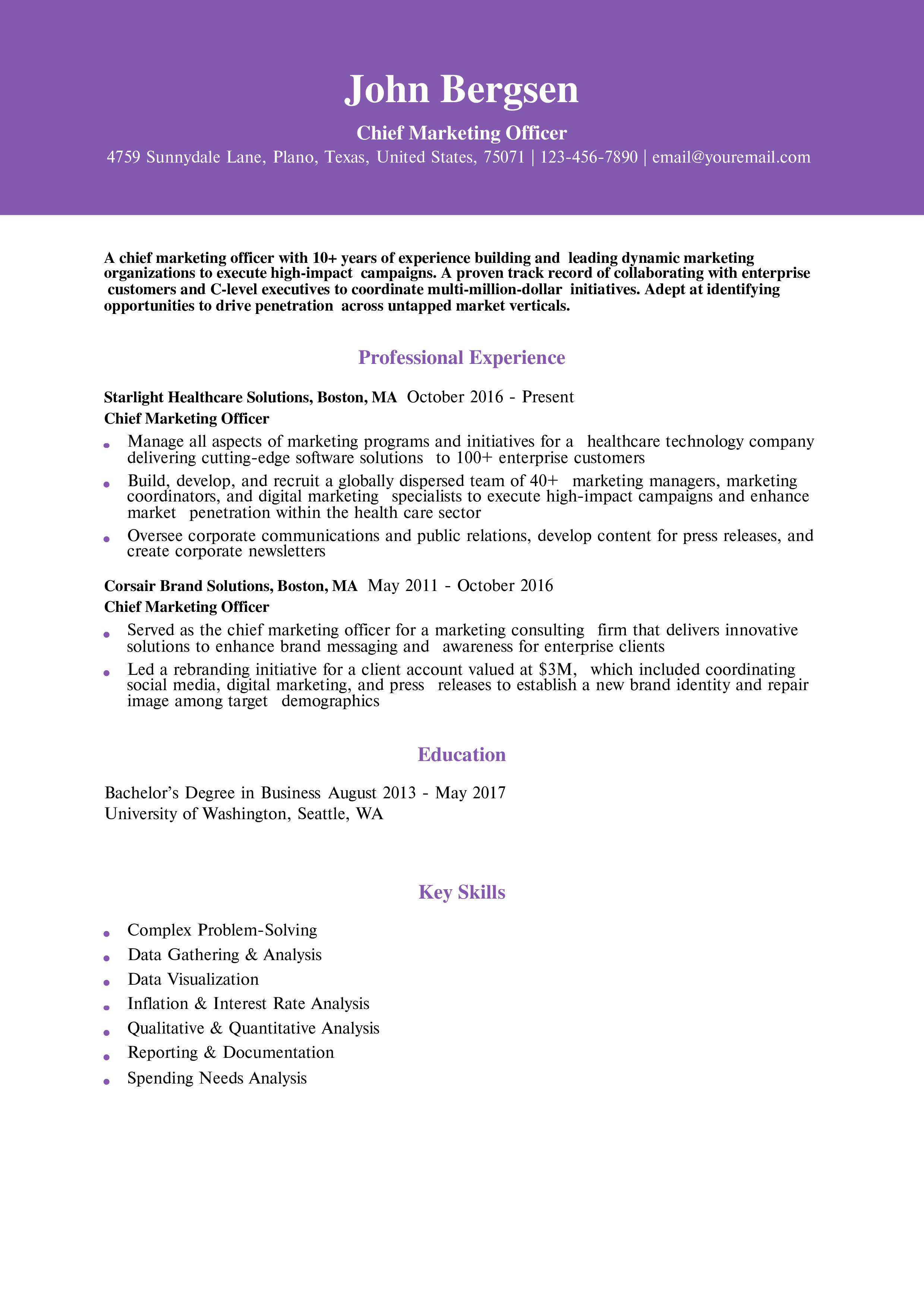 Chief Marketing Officer Resume Examples and Templates for 2024 ...