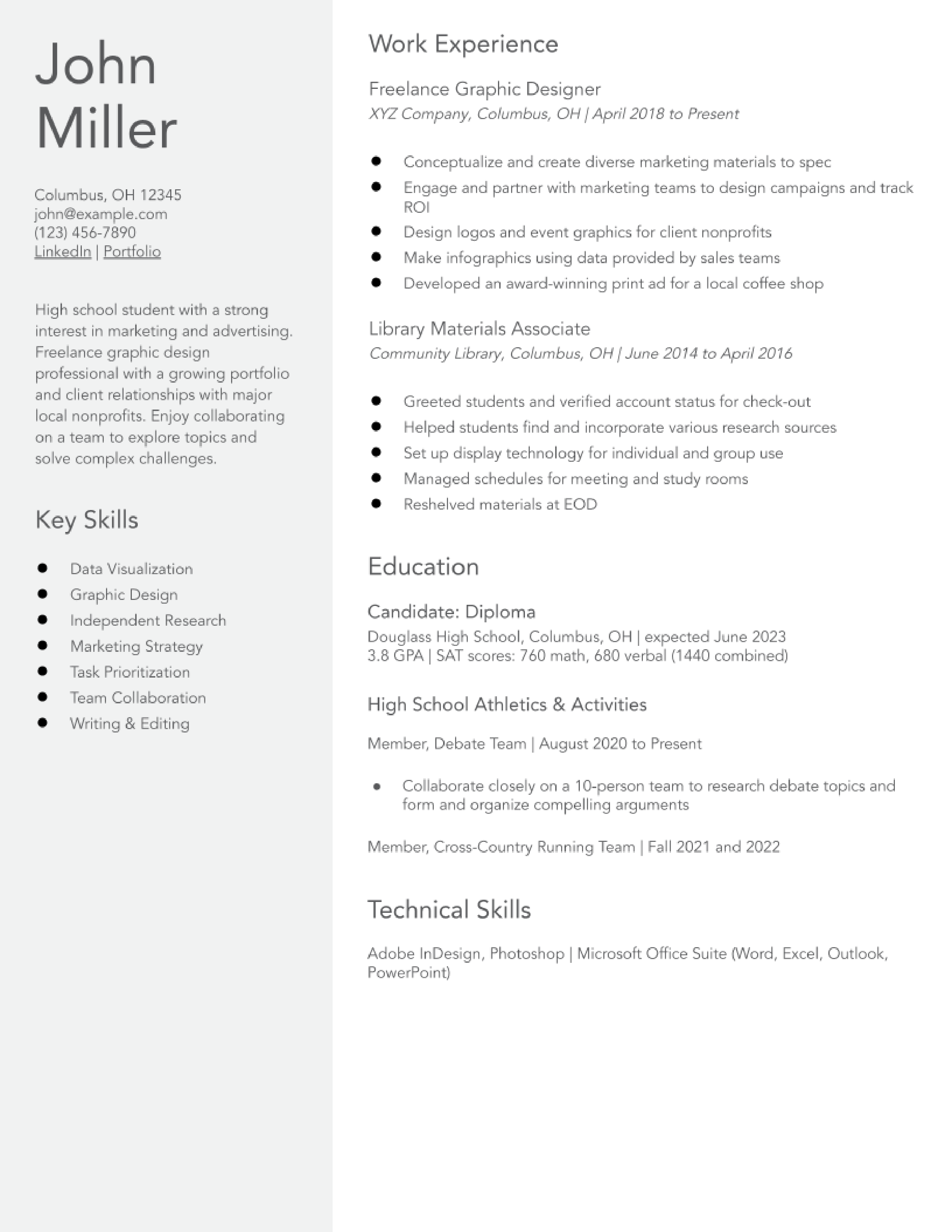 Current College Student Resume Example