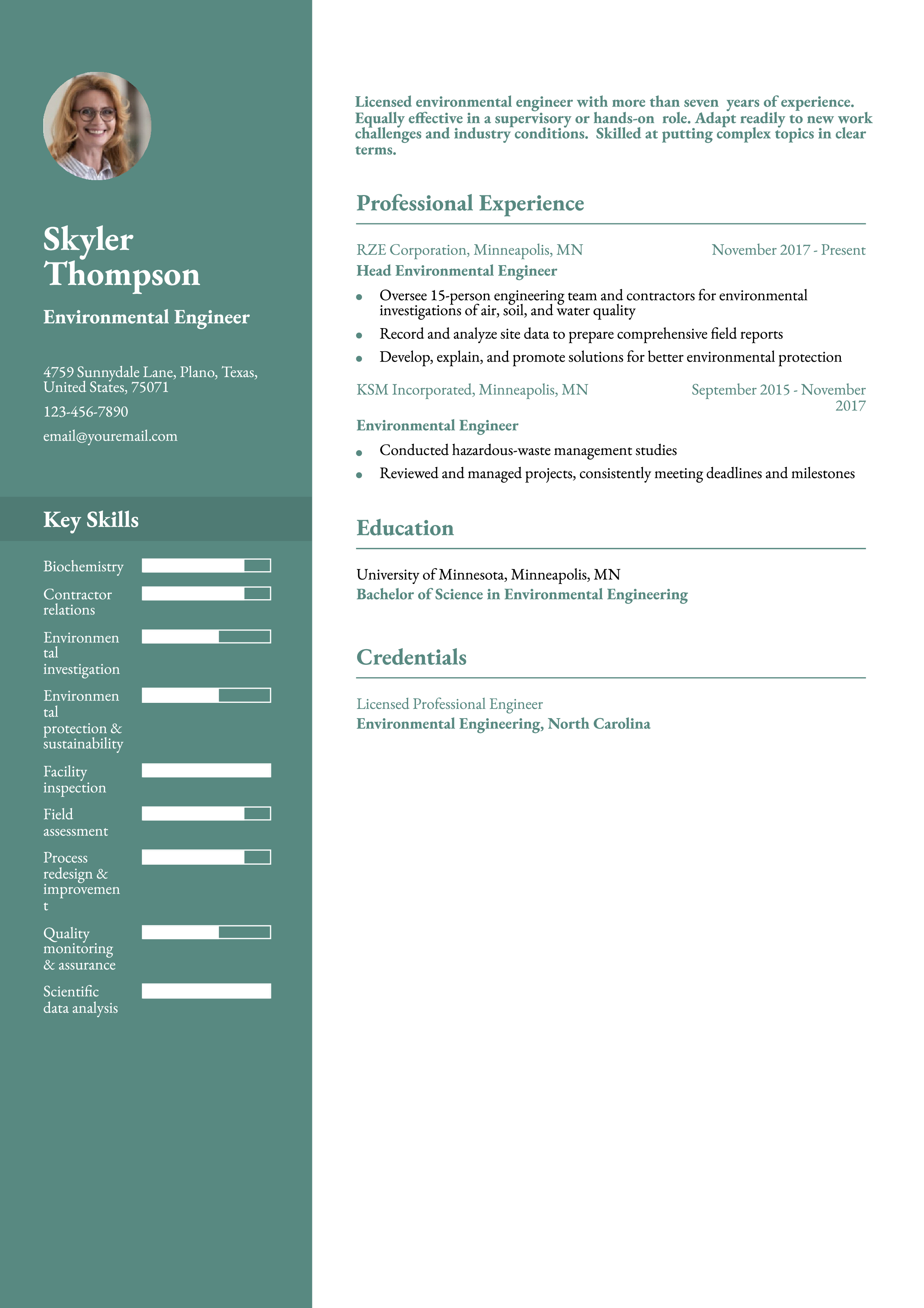 Environmental Engineer Resume Examples and Templates for 2024 ...