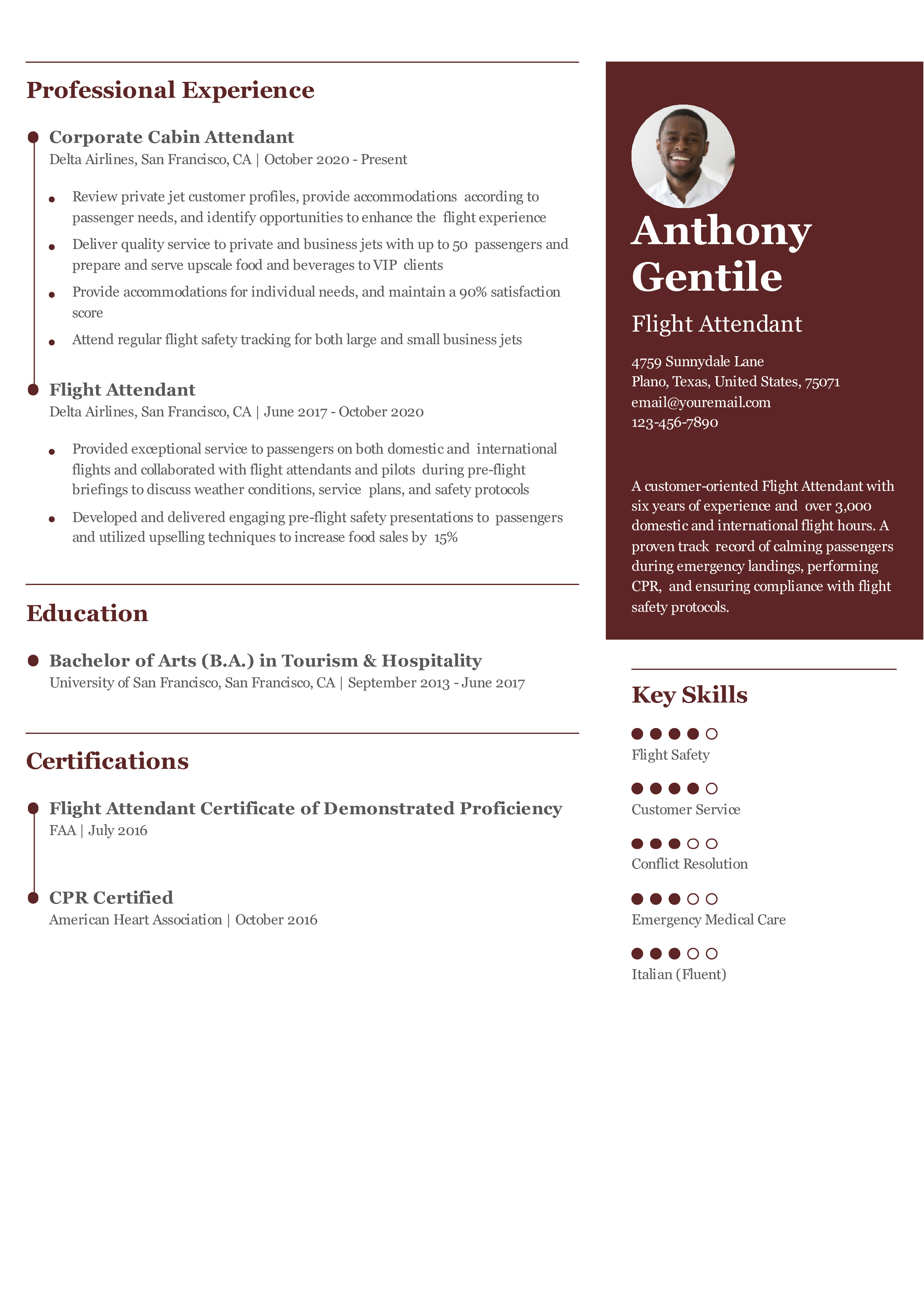 Flight Attendant Resume Examples and Templates for 2024 - ResumeBuilder.com