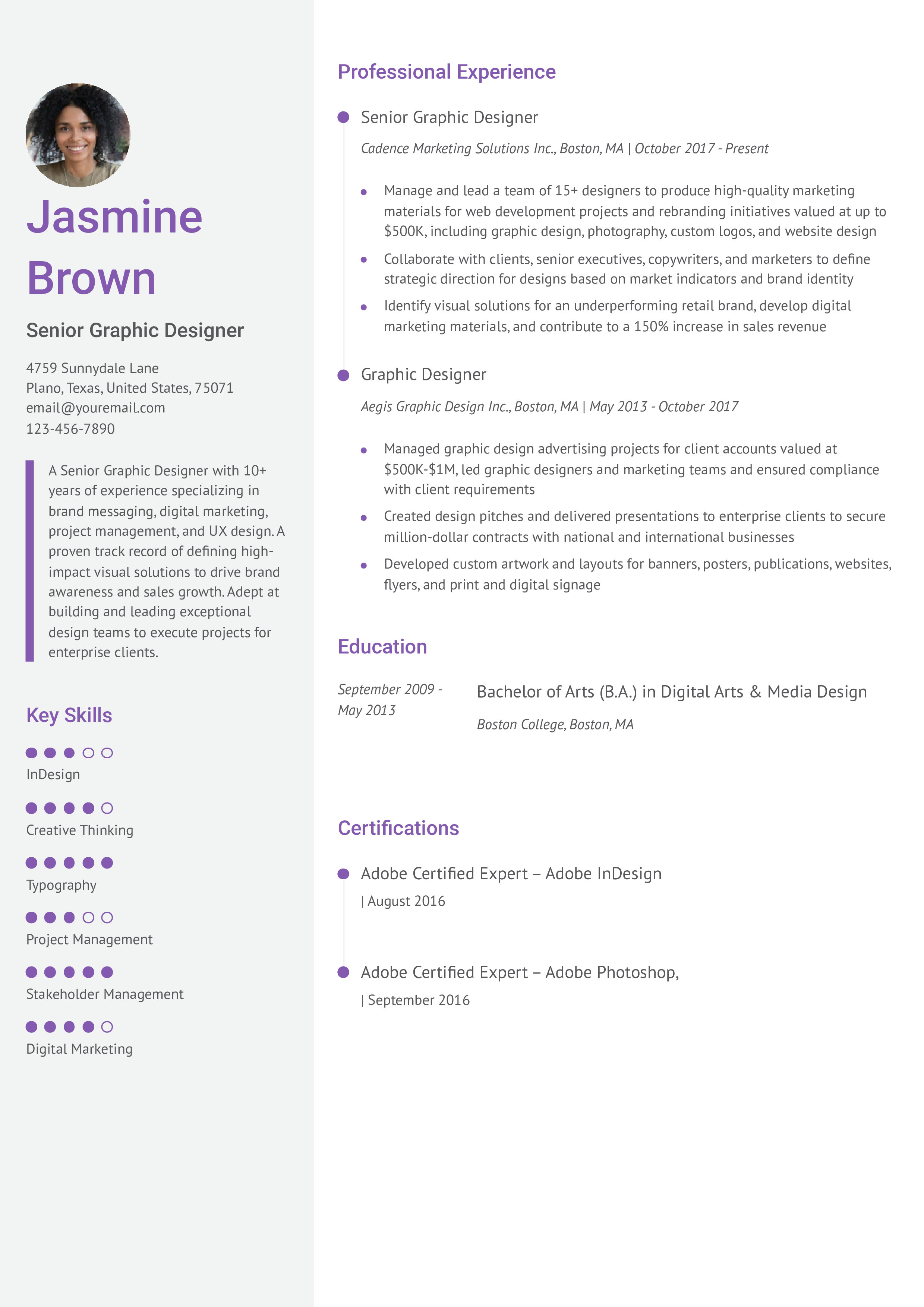 Graphic Design Resume Examples and Templates for 2024 - ResumeBuilder.com