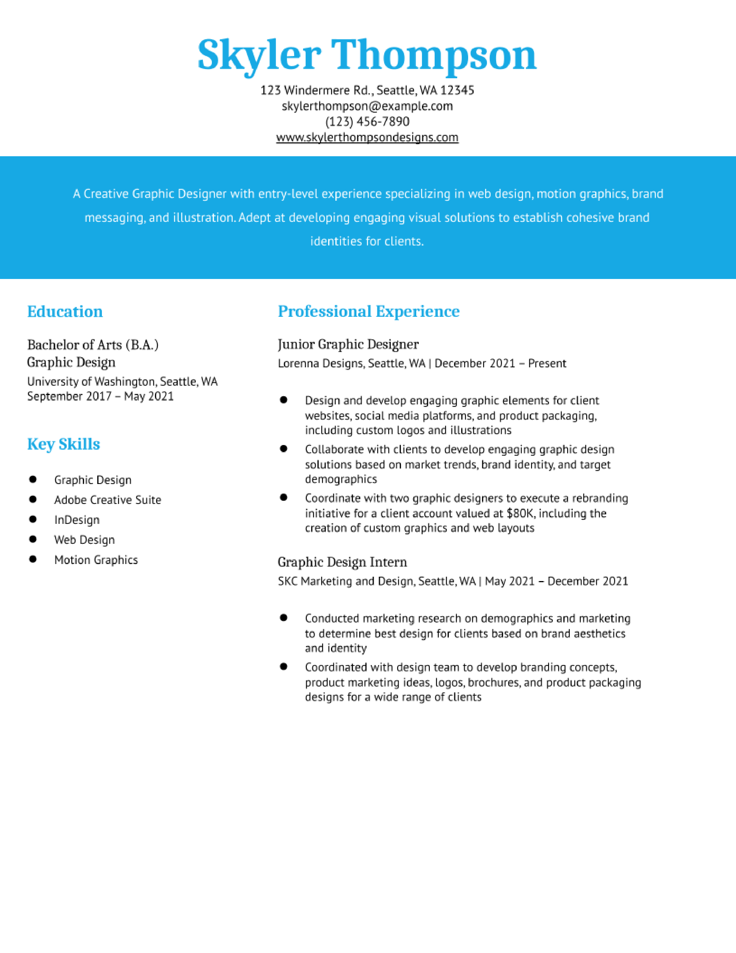 Web Designer Resume Examples