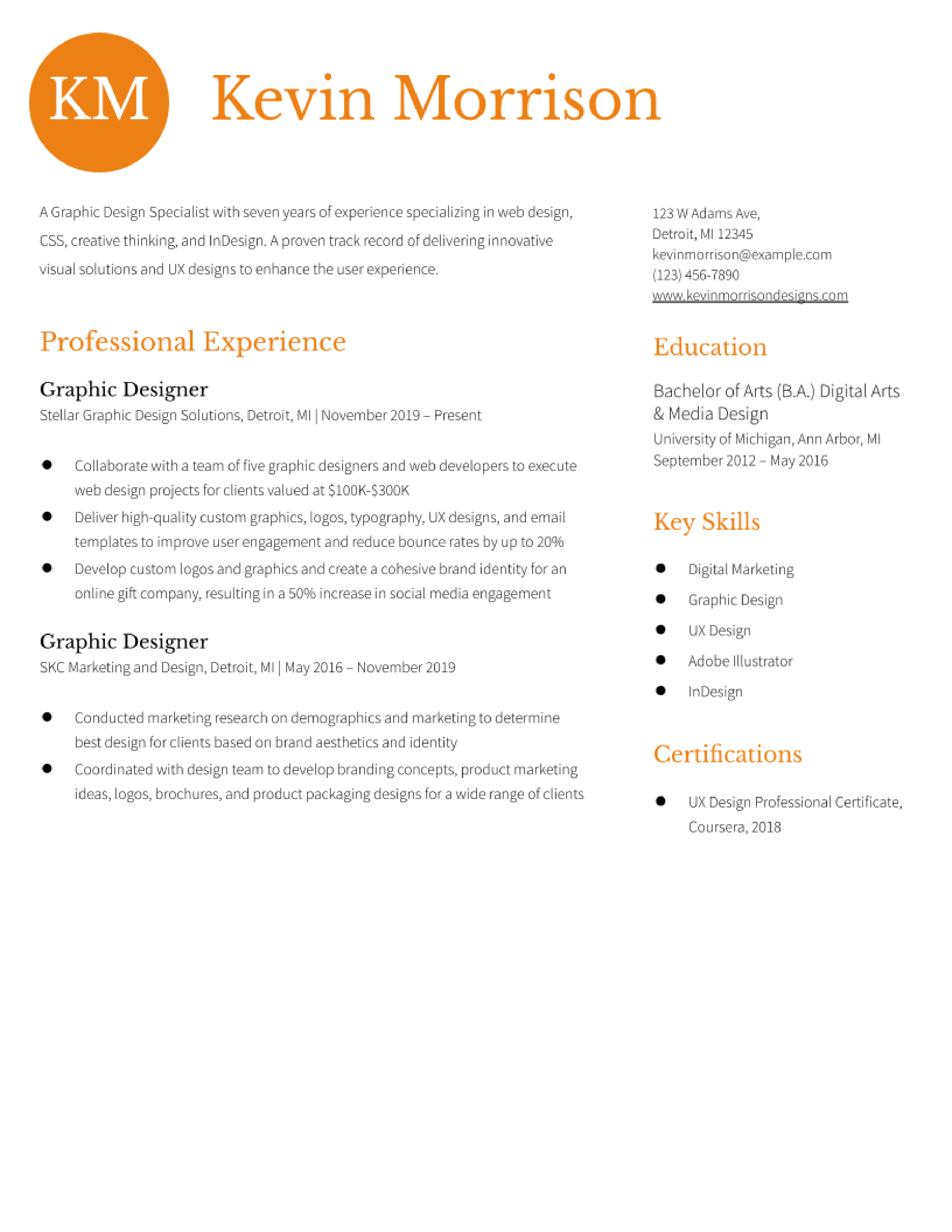 Web Designer Resume Examples