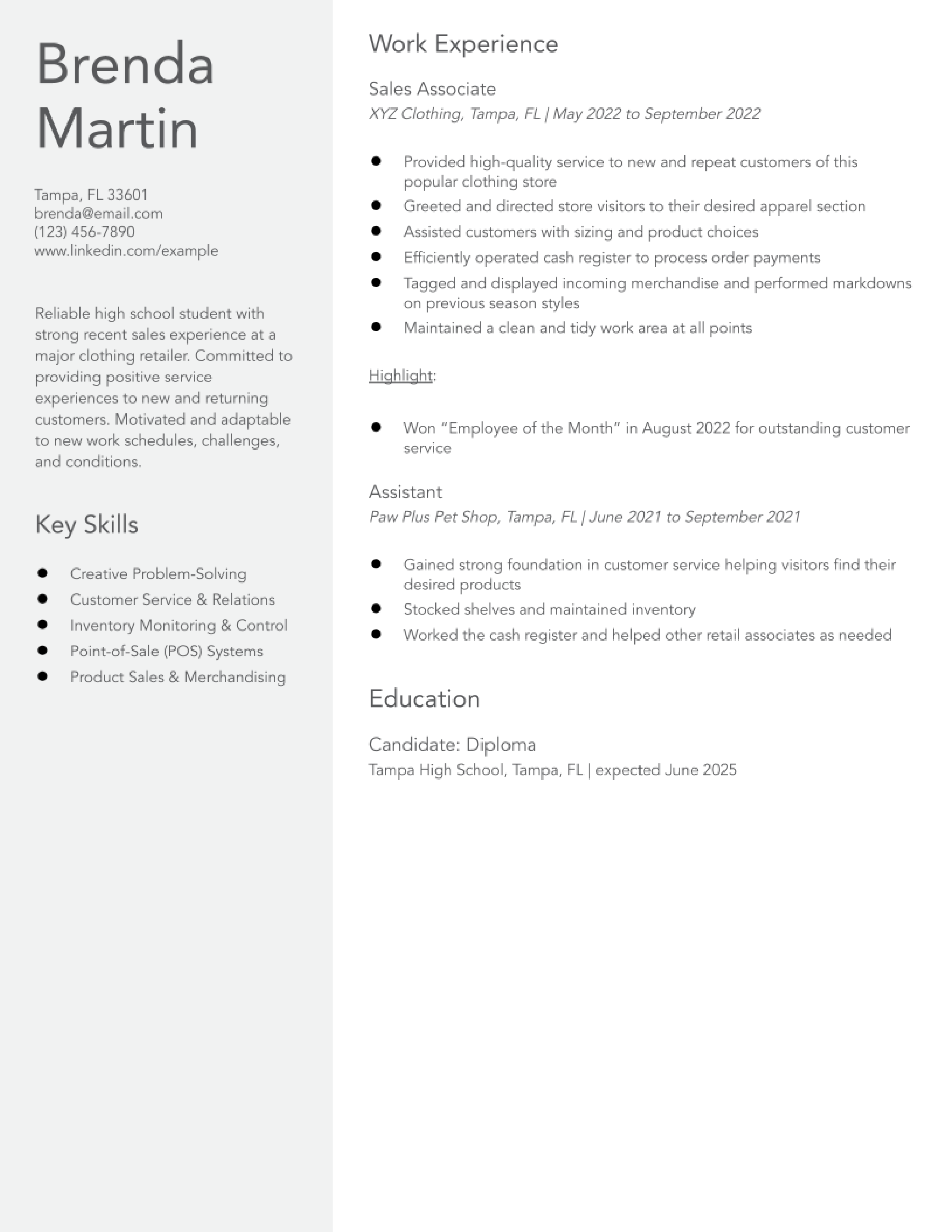 High School Student Resume Examples and Templates for 2024 ...