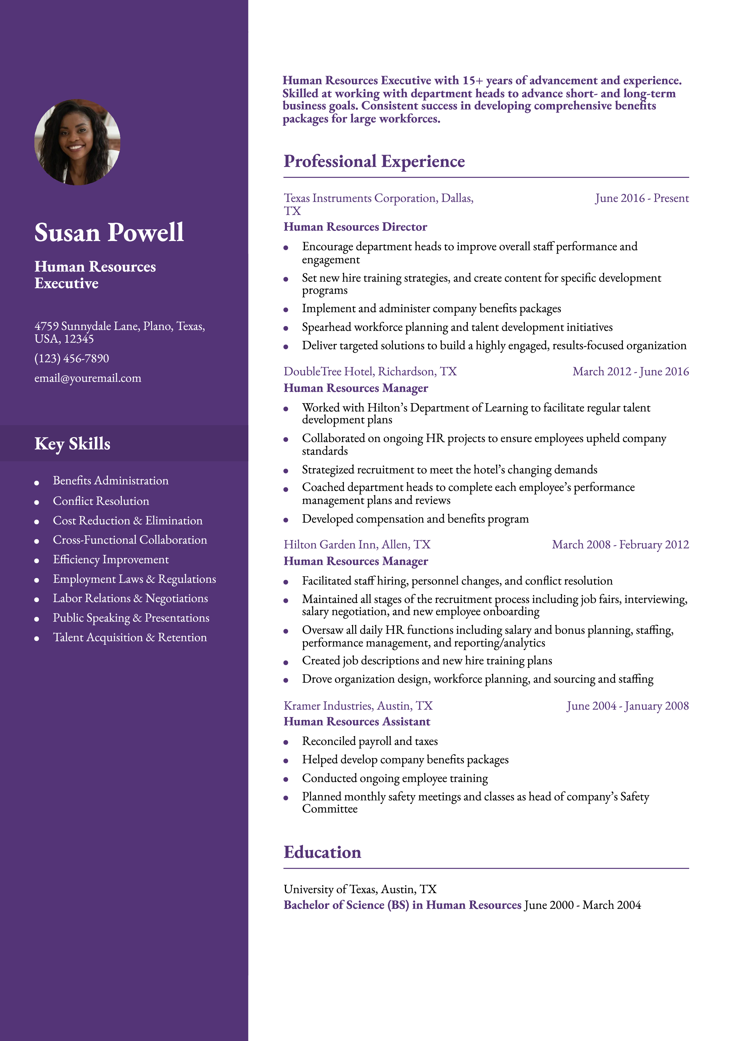 Human Resources Resume Examples and Templates for 2024 - ResumeBuilder.com