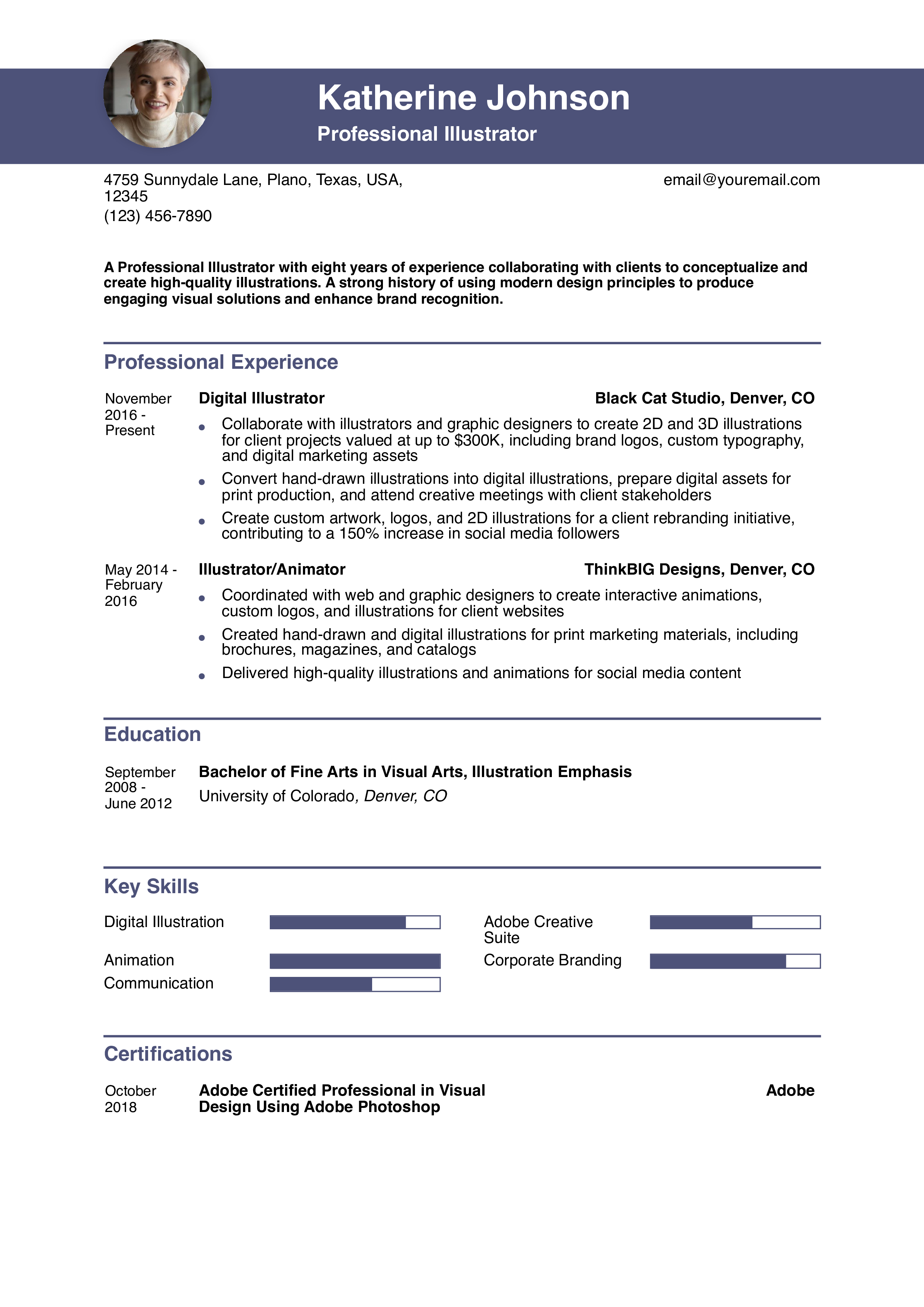 Illustrator Resume Examples and Templates for 2024 - ResumeBuilder.com