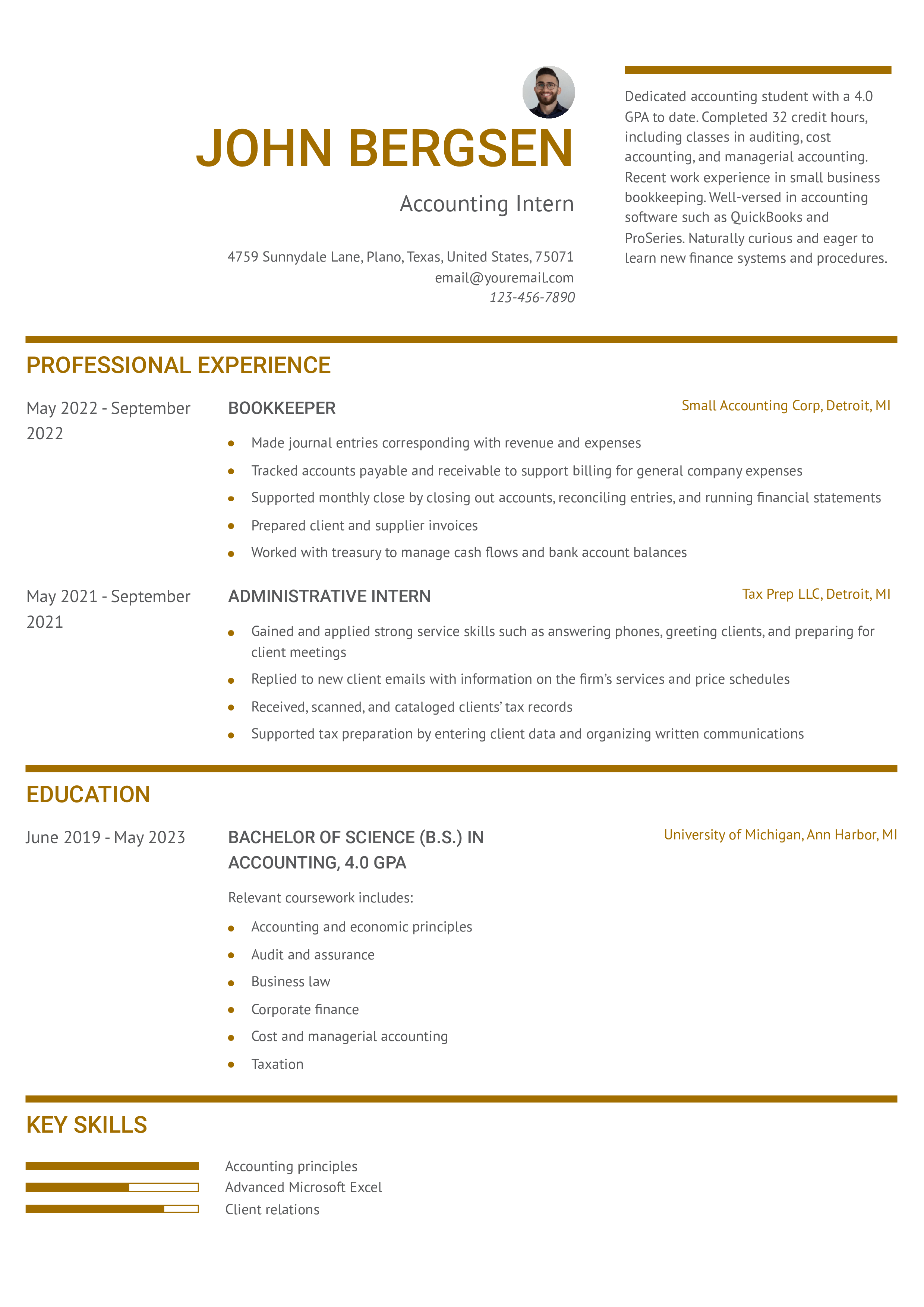 7 Internship Resume Examples and Templates for 2024 - ResumeBuilder.com