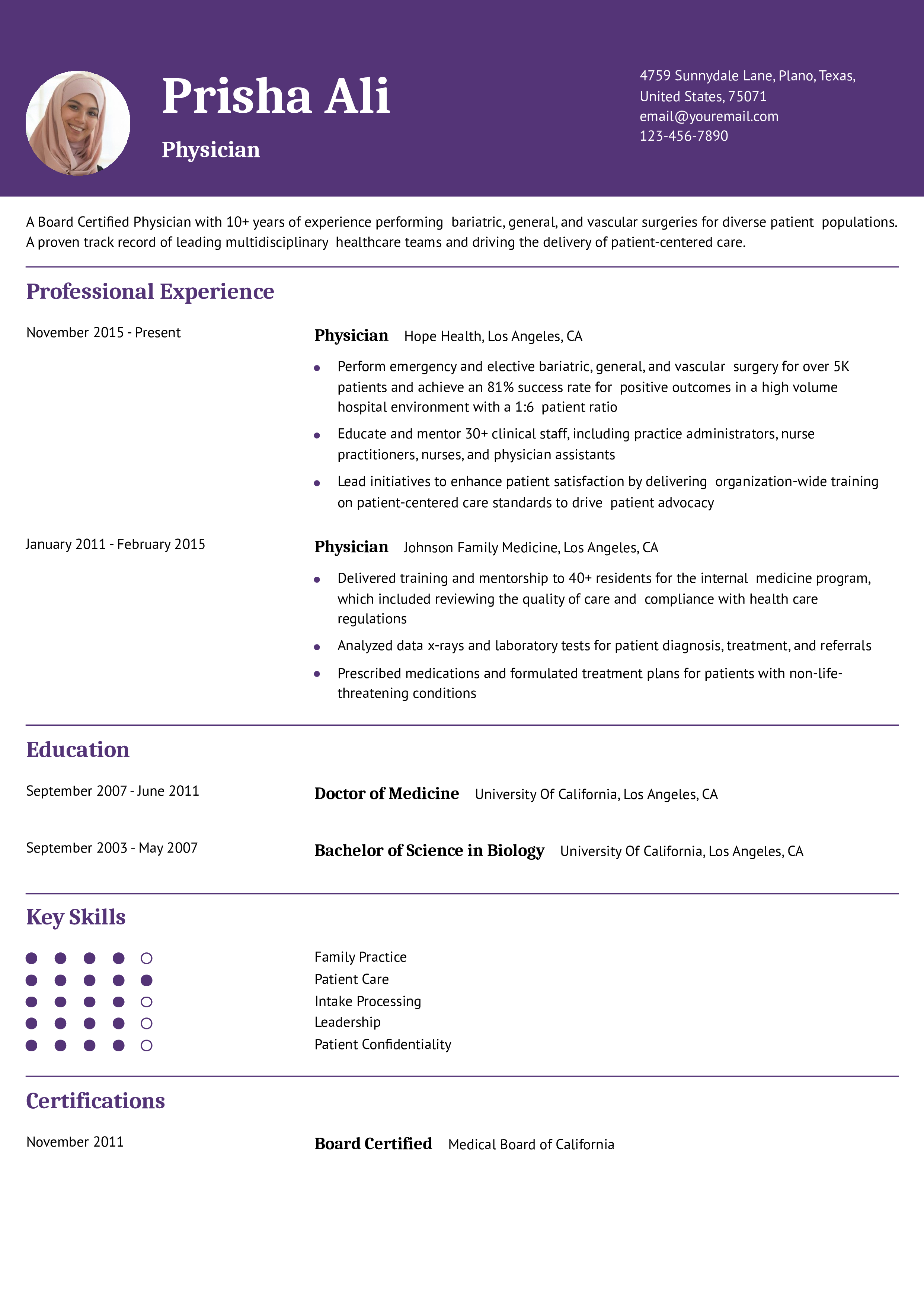 Medical Doctor Resume Examples and Templates for 2024 - ResumeBuilder.com