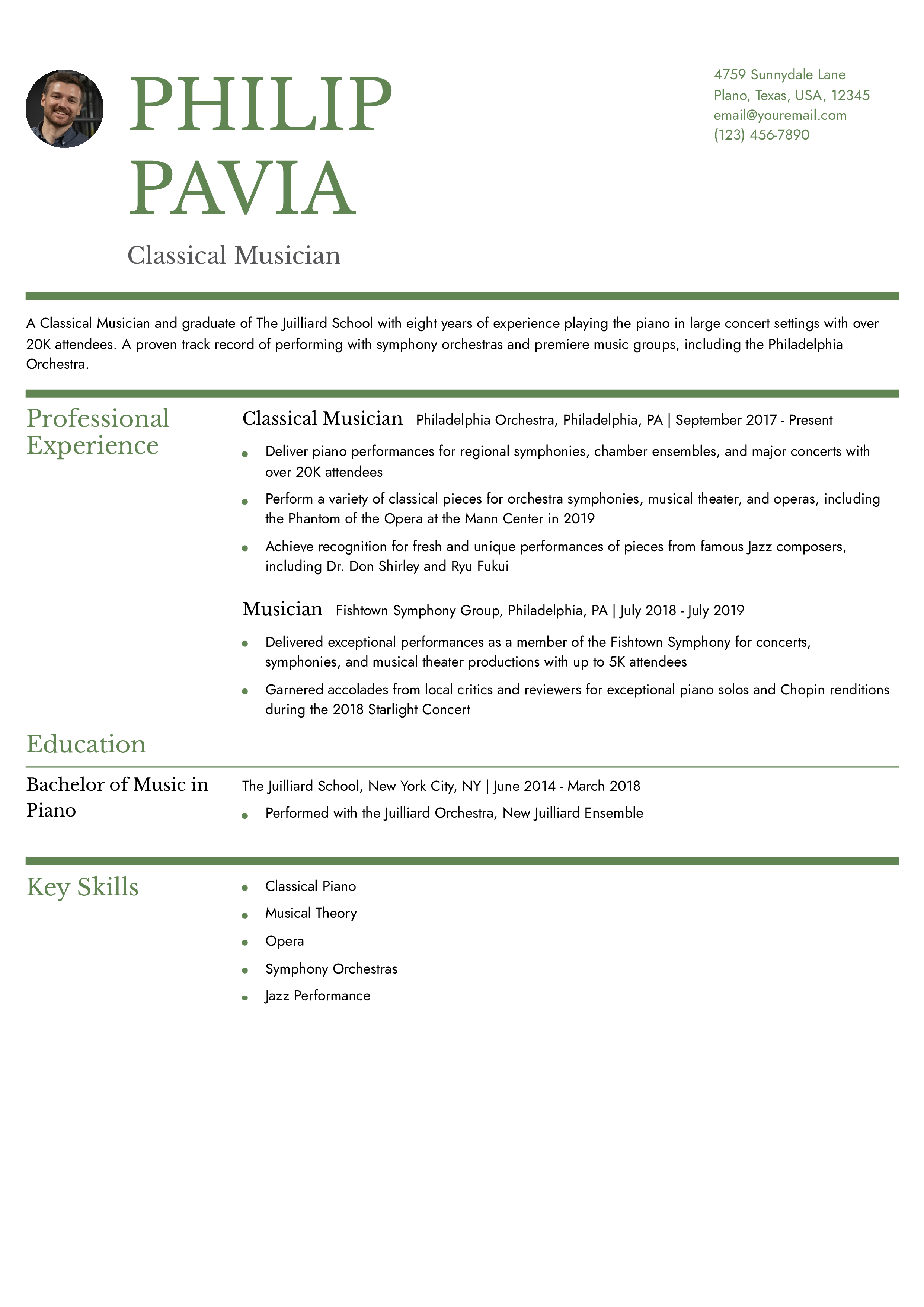 Music Resume Examples and Templates for 2024 - ResumeBuilder.com