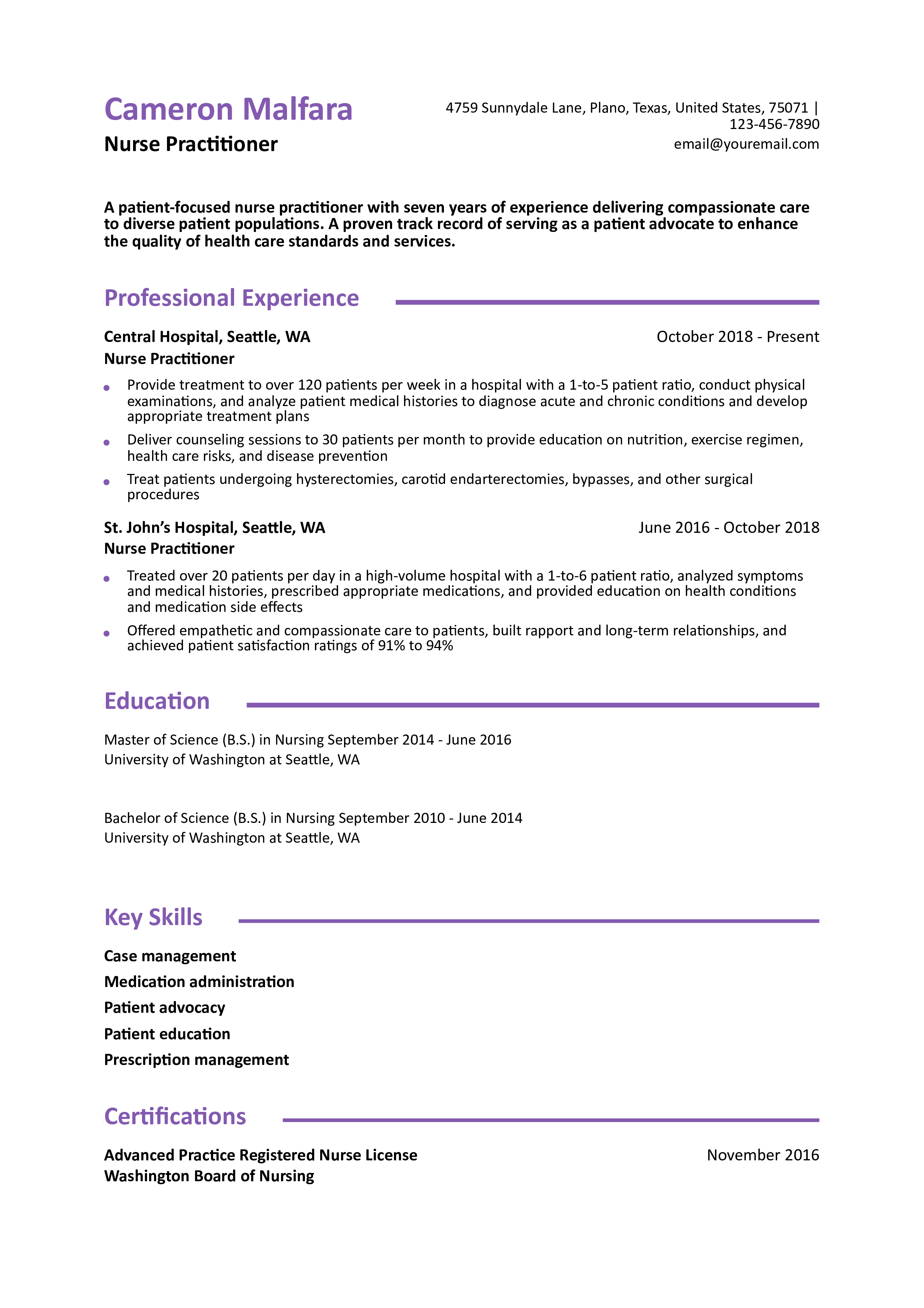 Nurse Practitioner Resume Examples and Templates for 2024 ...