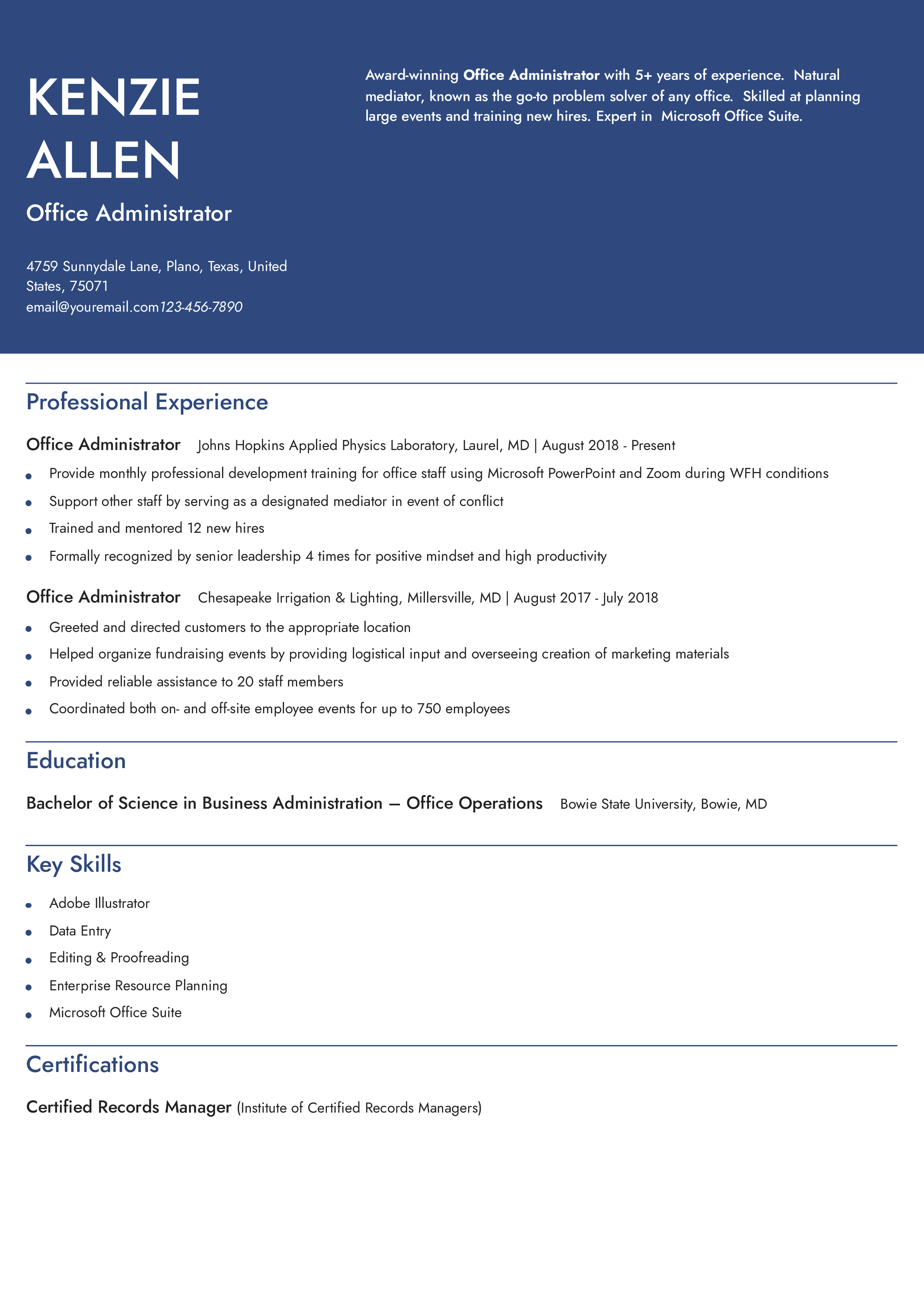 Office Administrator Resume Examples and Templates for 2024 ...