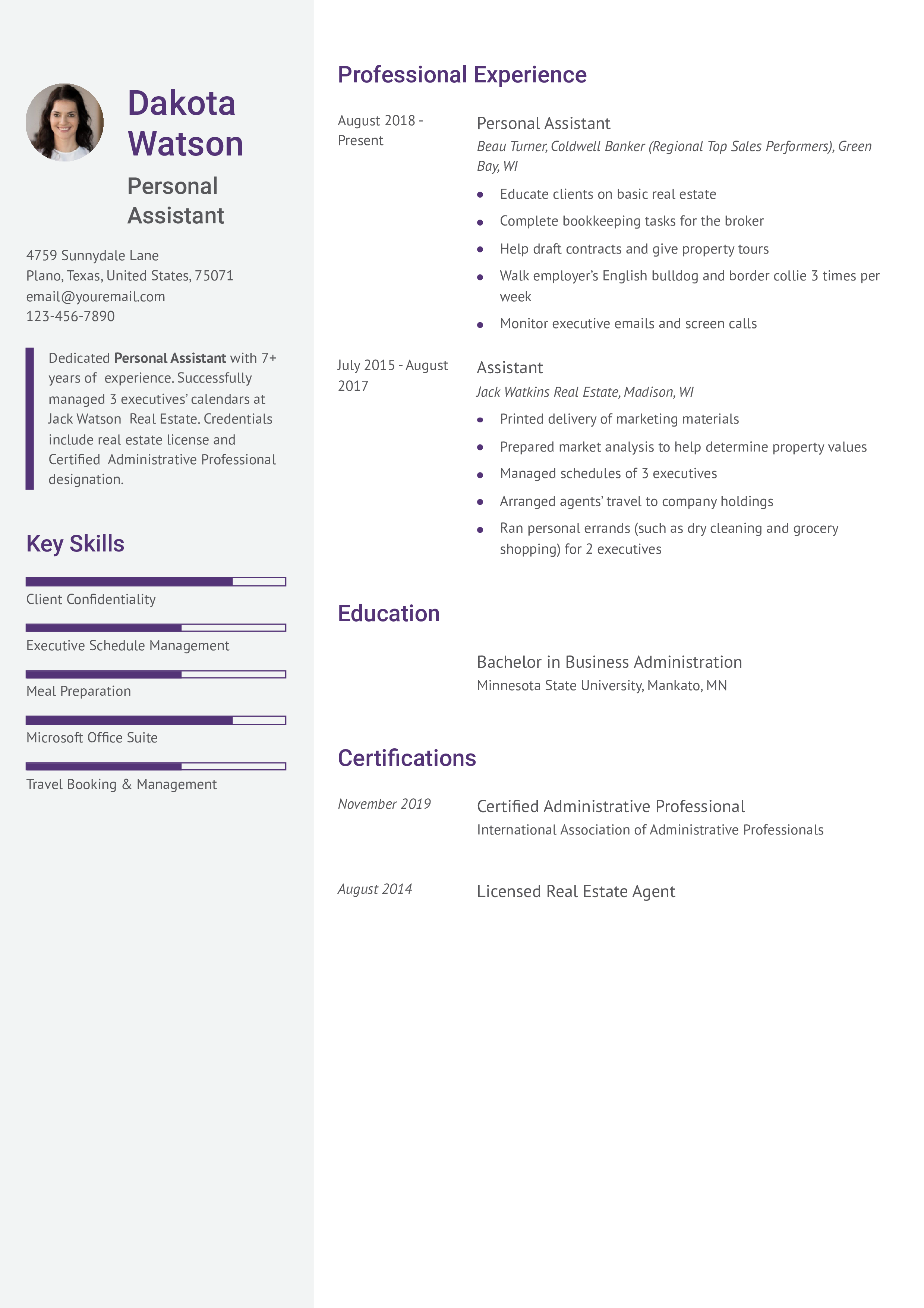 Personal Assistant Resume Examples and Templates for 2024 ...