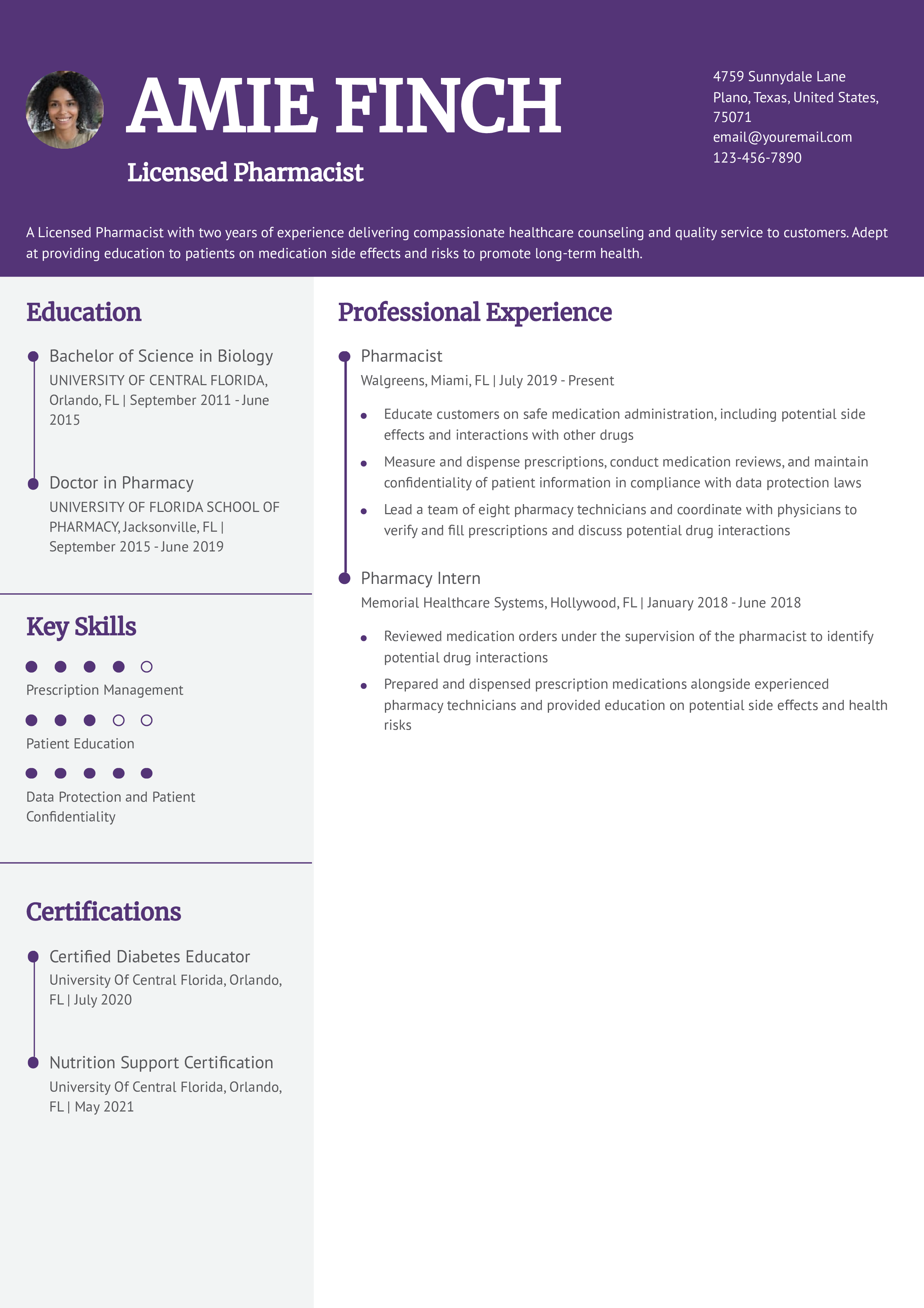 Pharmacist Resume Examples and Templates for 2024 - ResumeBuilder.com