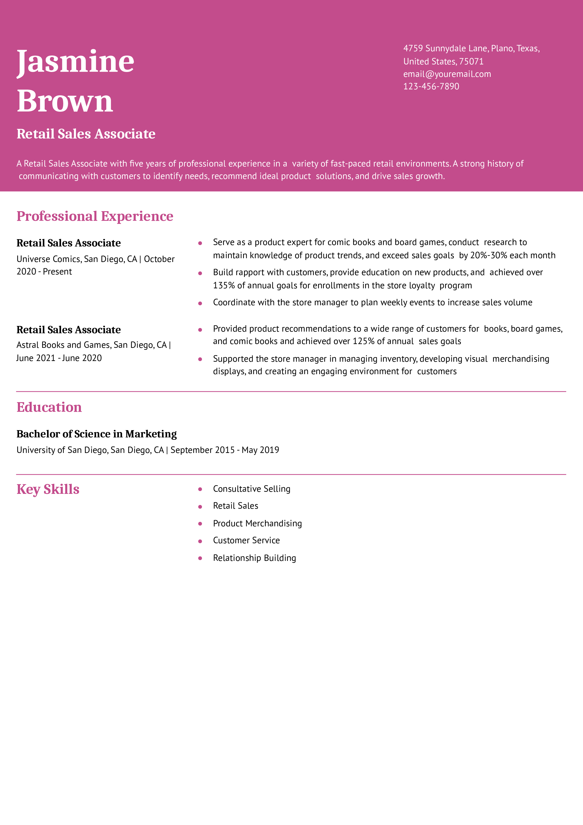 Retail Sales Associate Resume Examples and Templates for 2024 ...