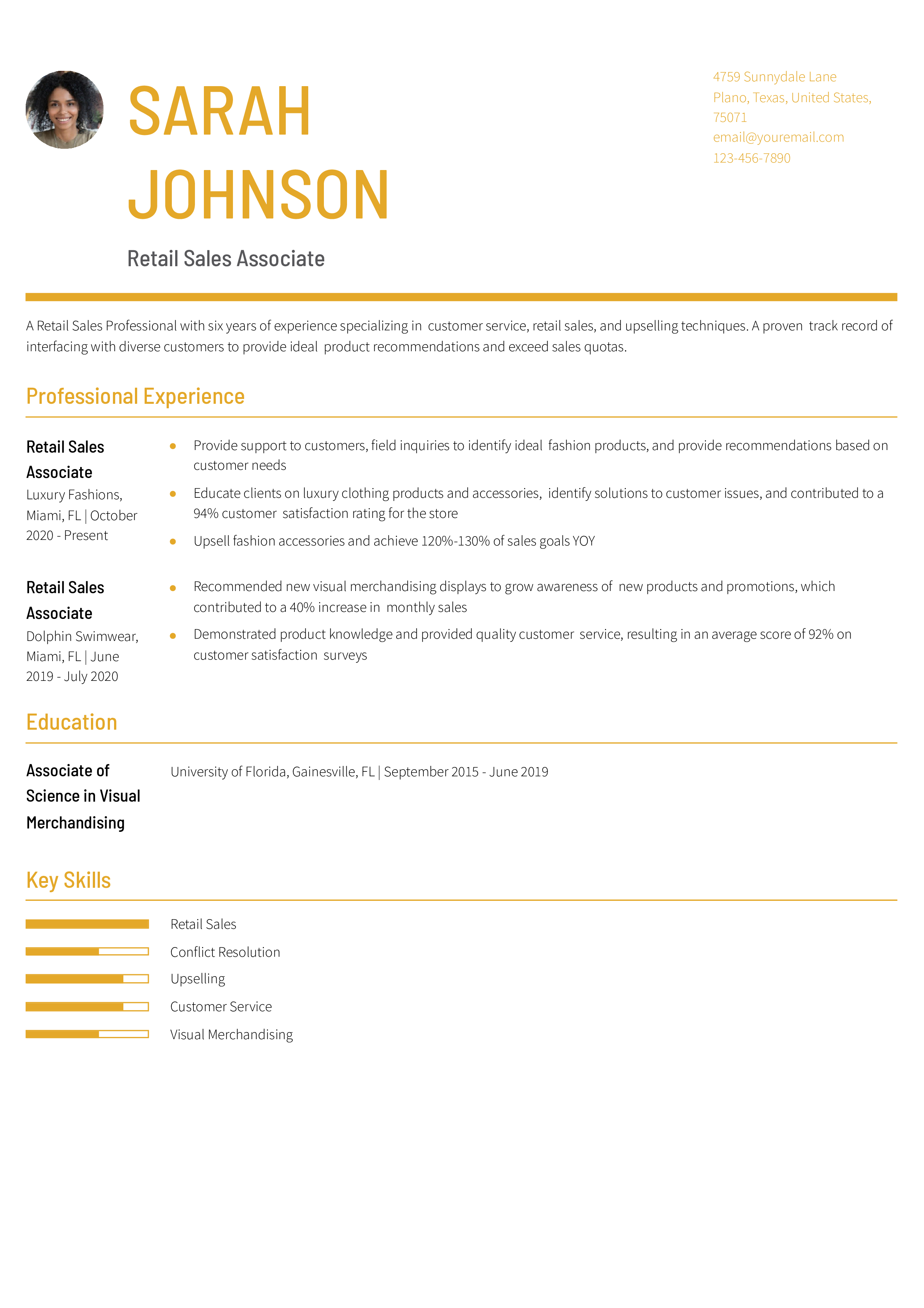 Retail Sales Associate Resume Examples and Templates for 2024 ...
