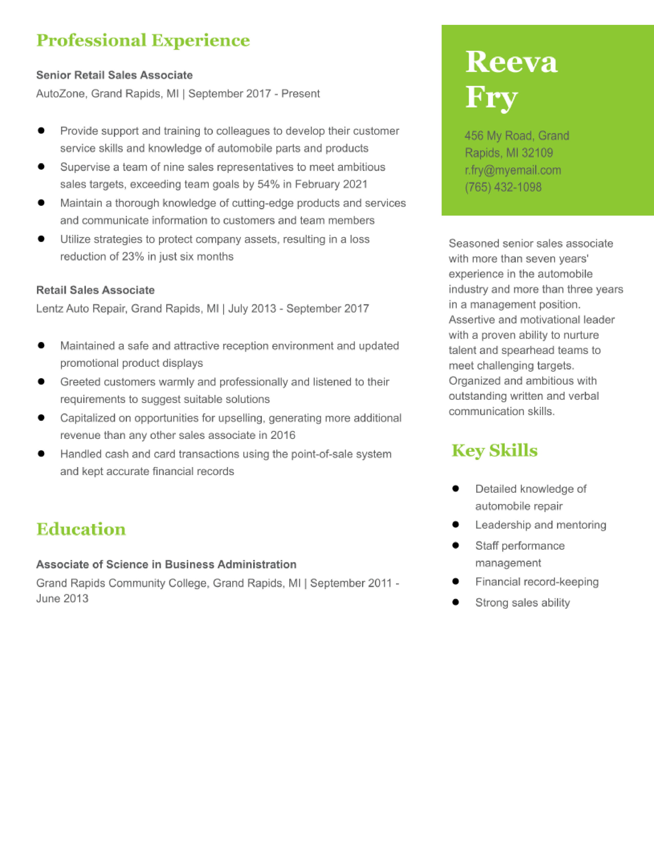 Senior Sales Associate Resume Examples and Templates for 2024 ...