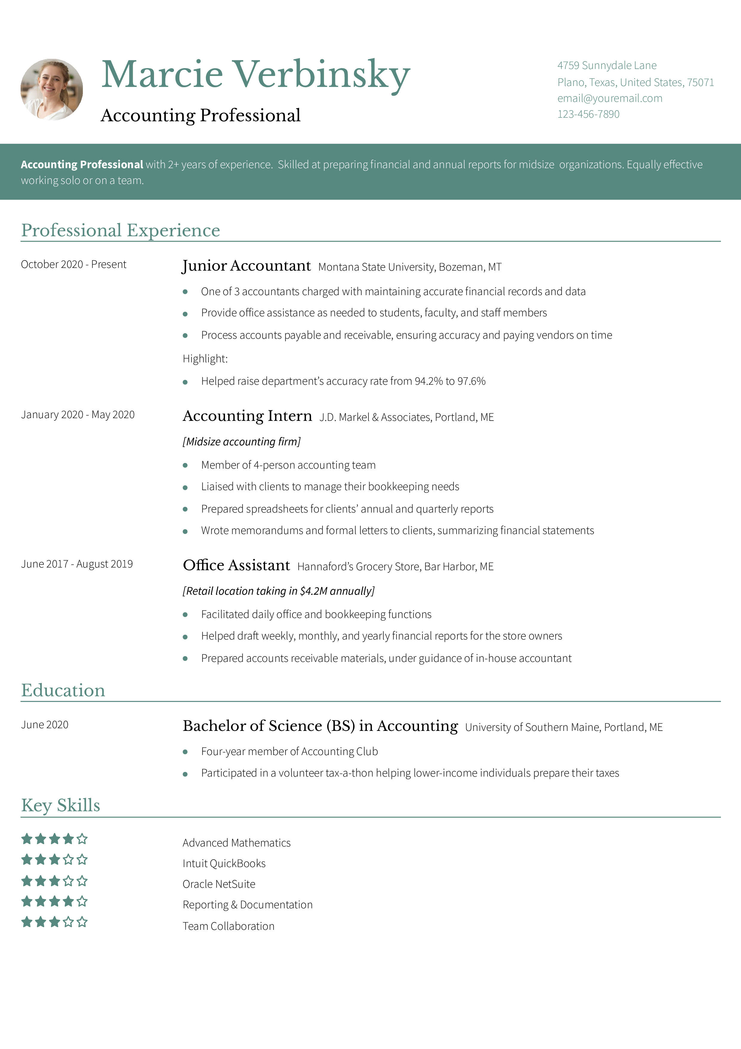 Staff Accountant Resume Examples And Templates For 2024 - Resumebuilder.com