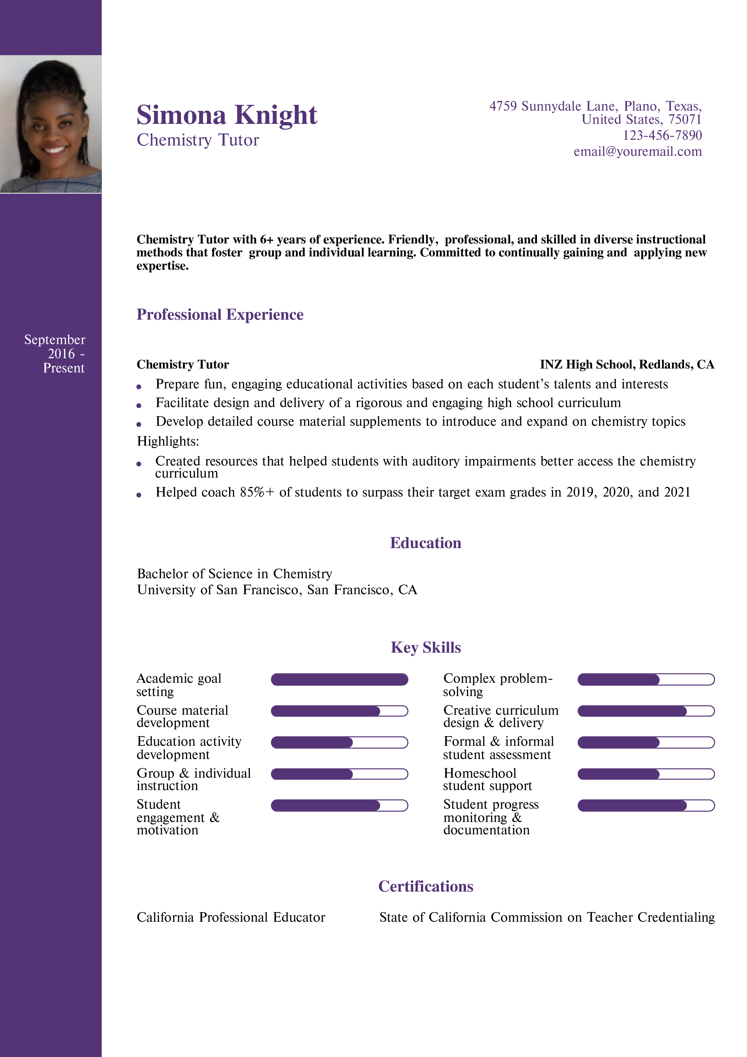 Tutor Resume Examples and Templates for 2024 - ResumeBuilder.com