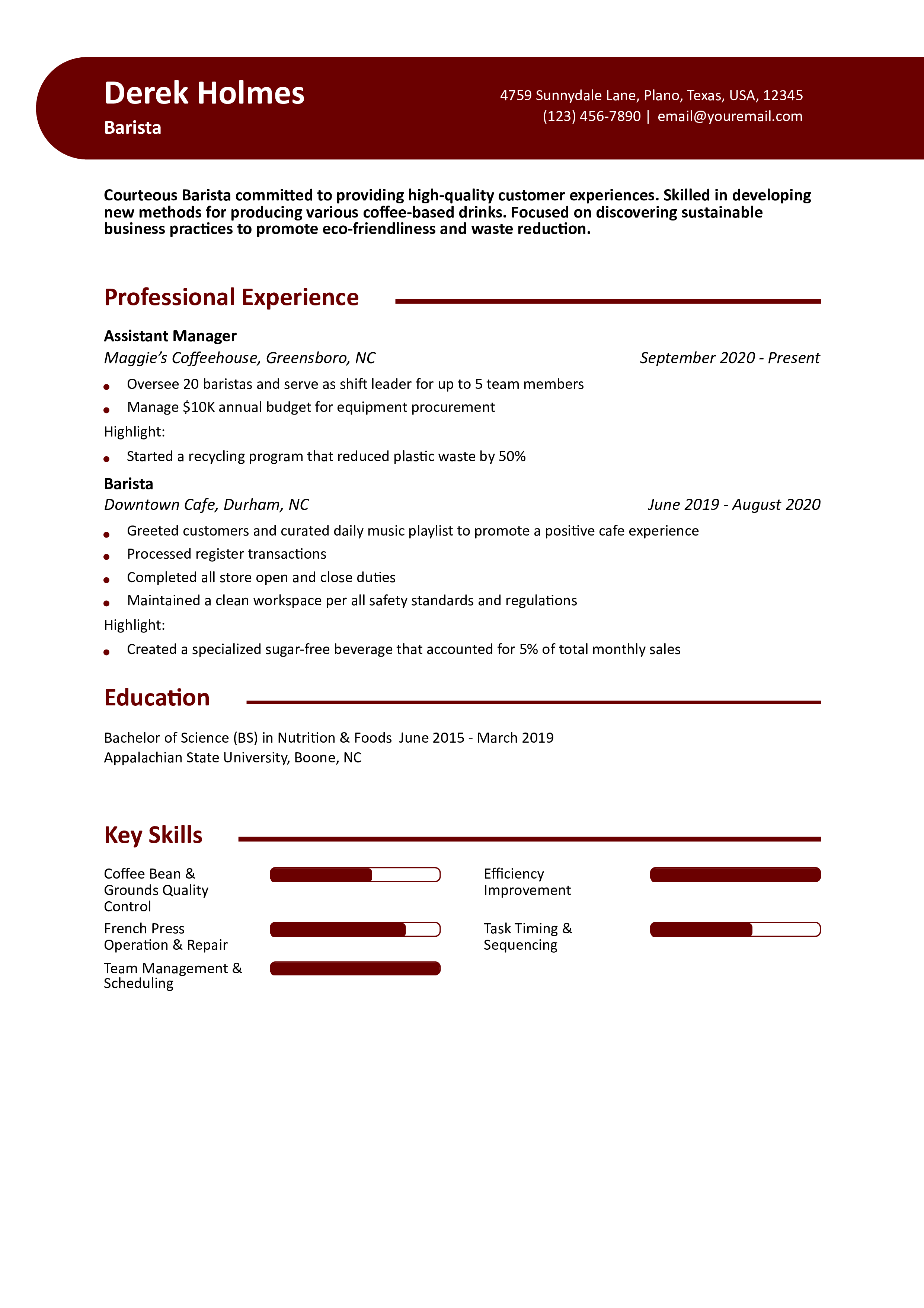 Barista Resume Examples and Templates for 2024 - ResumeBuilder.com