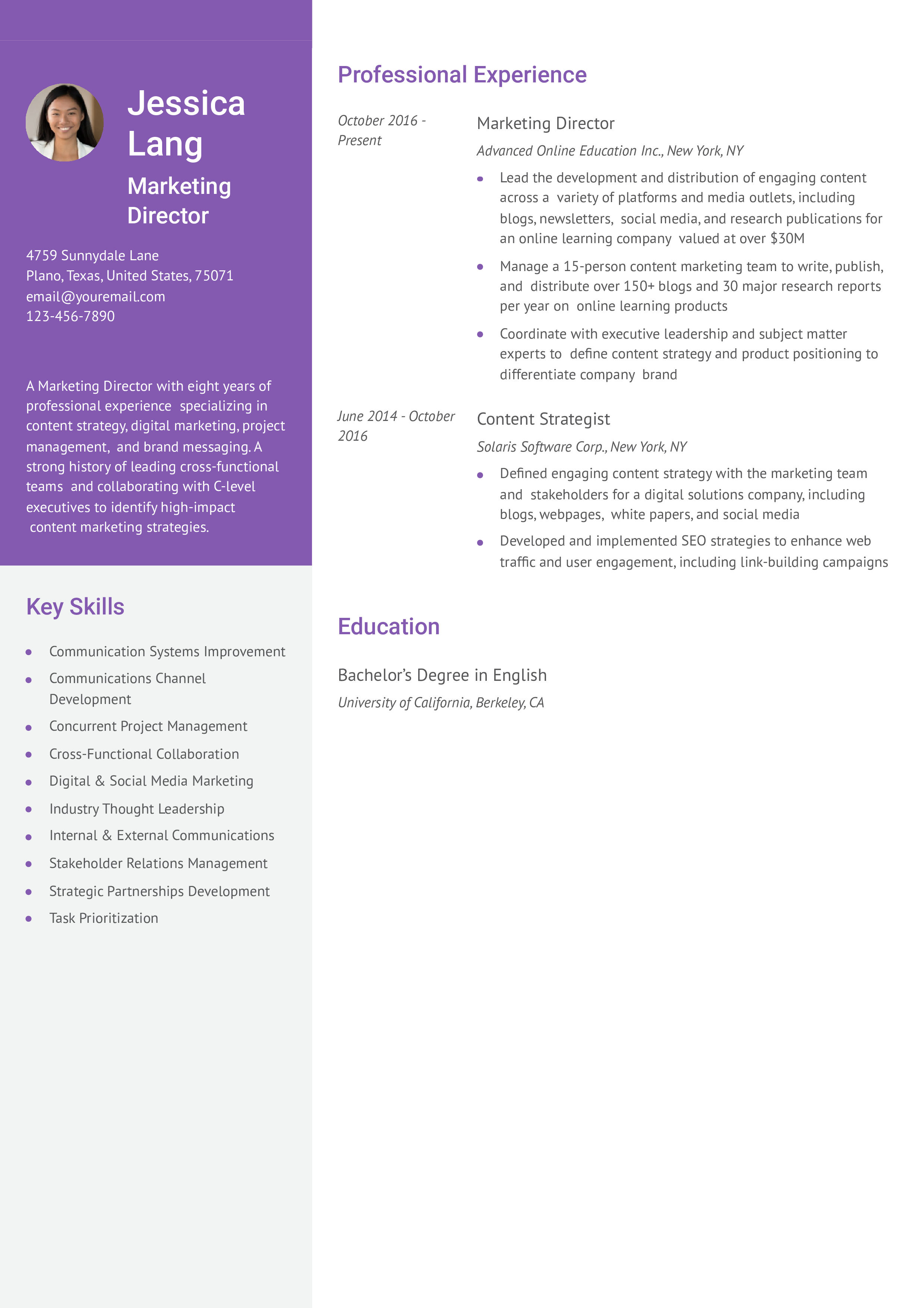 Content Strategist Resume Examples and Templates for 2024 ...
