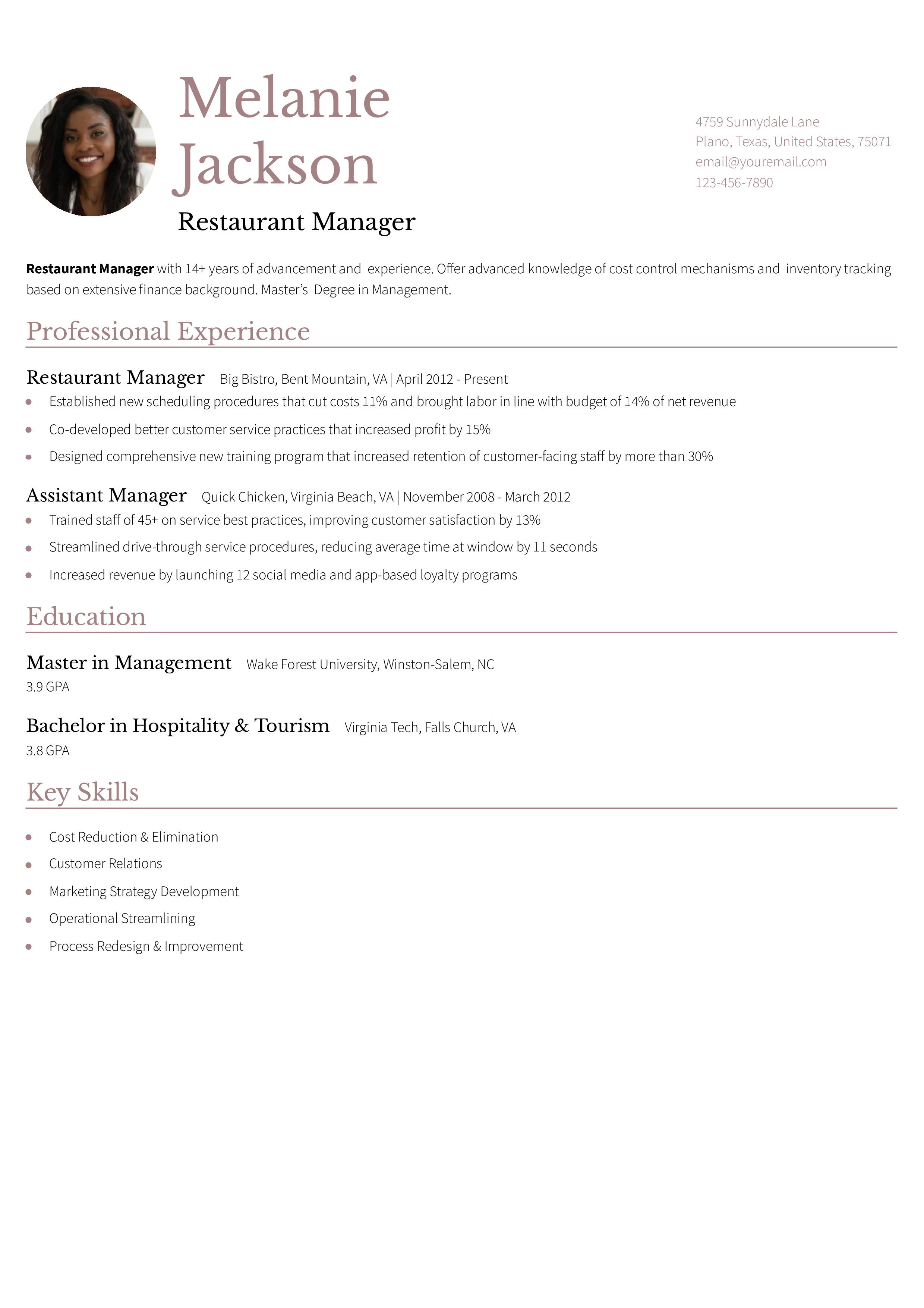 Restaurant Manager Resume Examples and Templates for 2024 ...