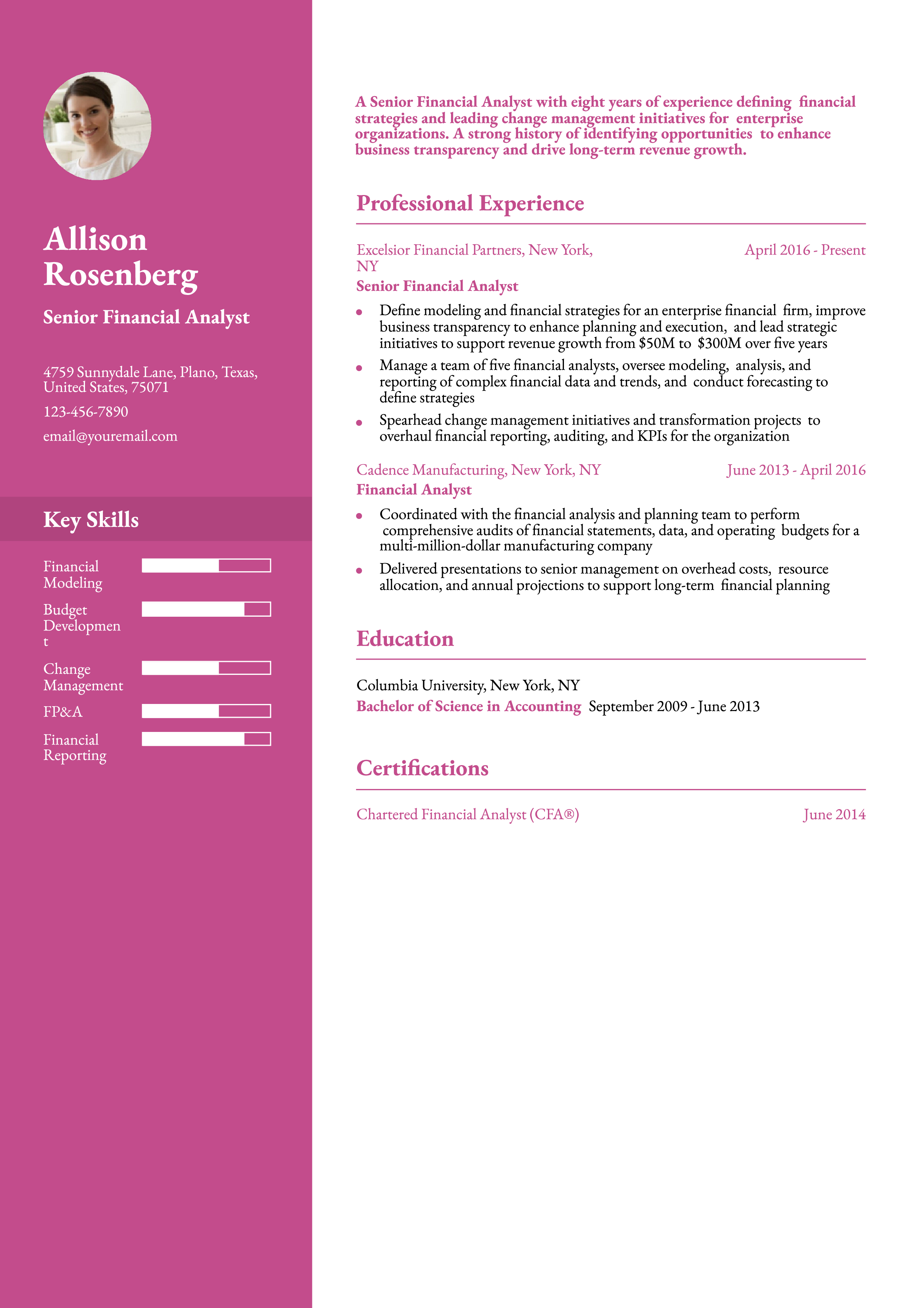 Senior Financial Analyst Resume Examples And Templates For 2024 