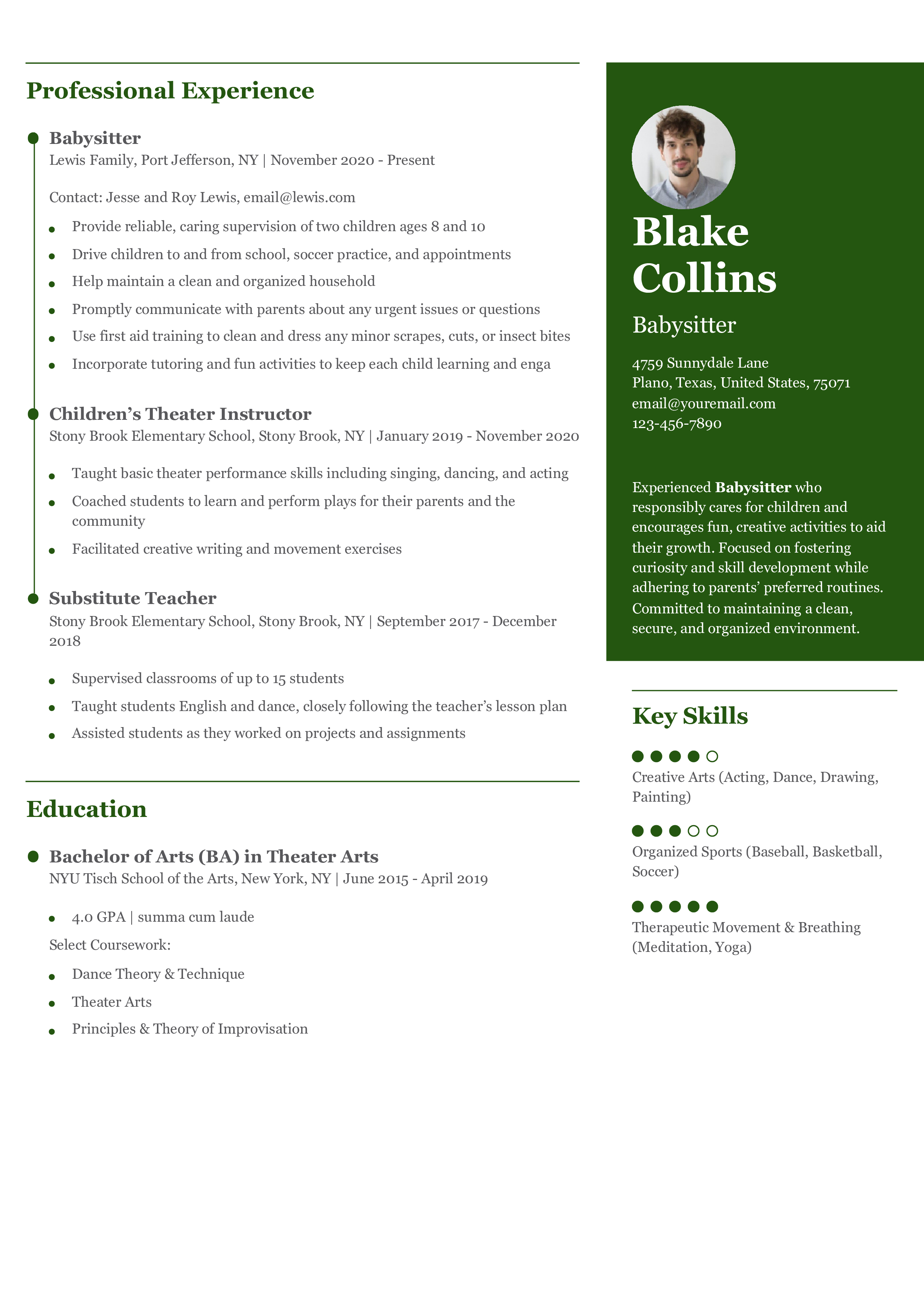 10 Babysitter Resume Examples and Templates for 2024 - ResumeBuilder.com