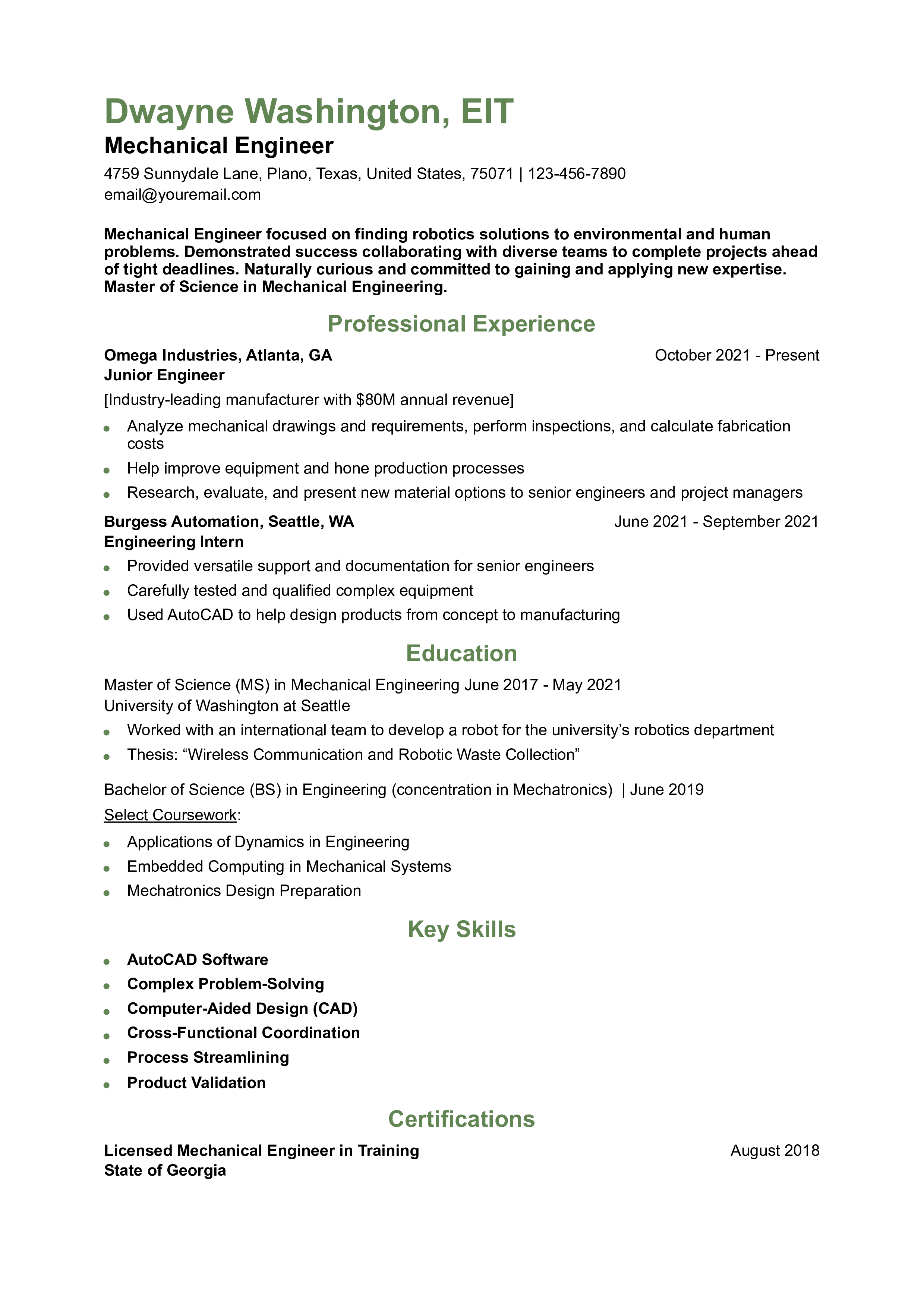 Engineering Resume Examples and Templates for 2024 - ResumeBuilder.com