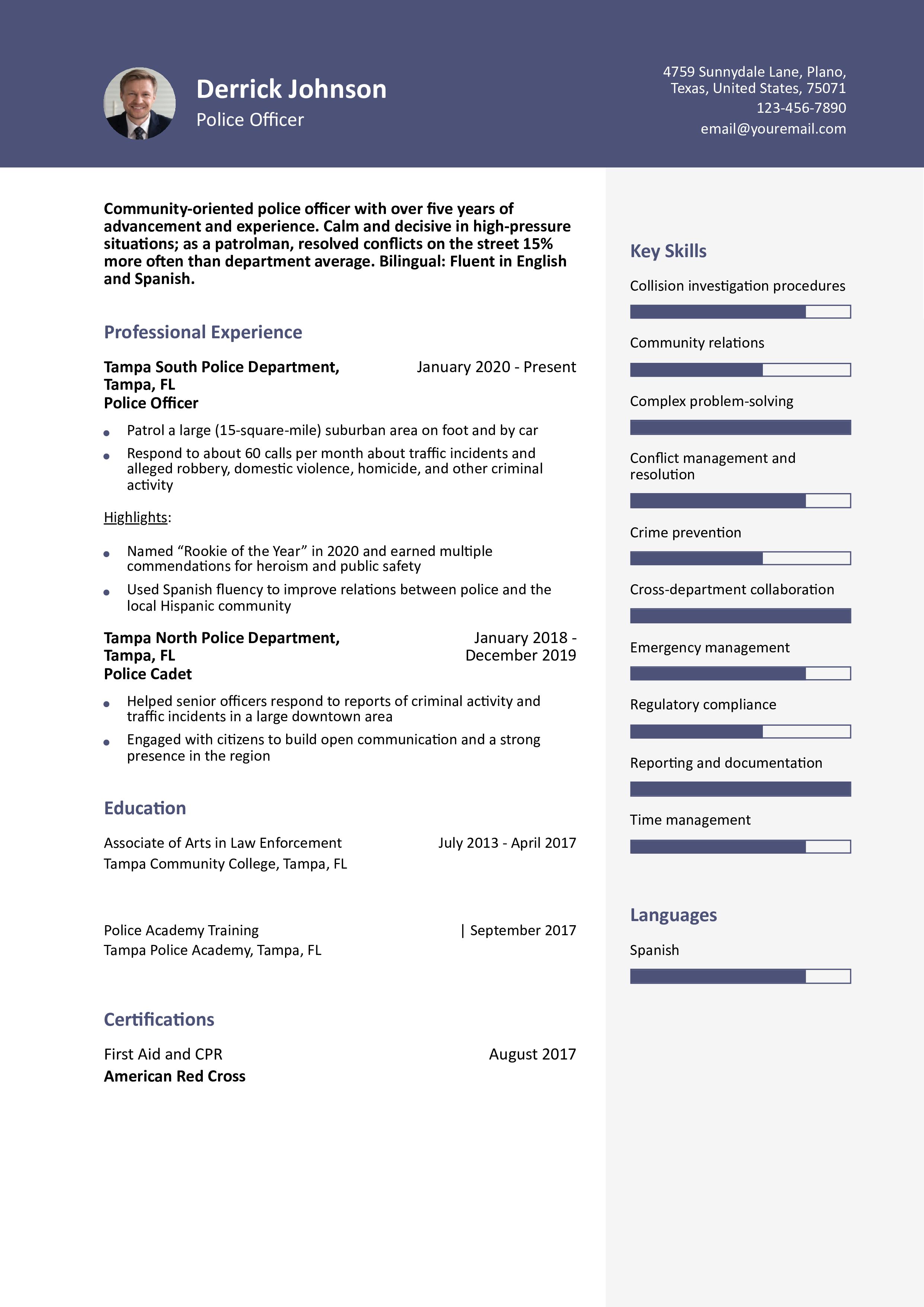 Law Enforcement Resume Examples and Templates for 2024 - ResumeBuilder.com