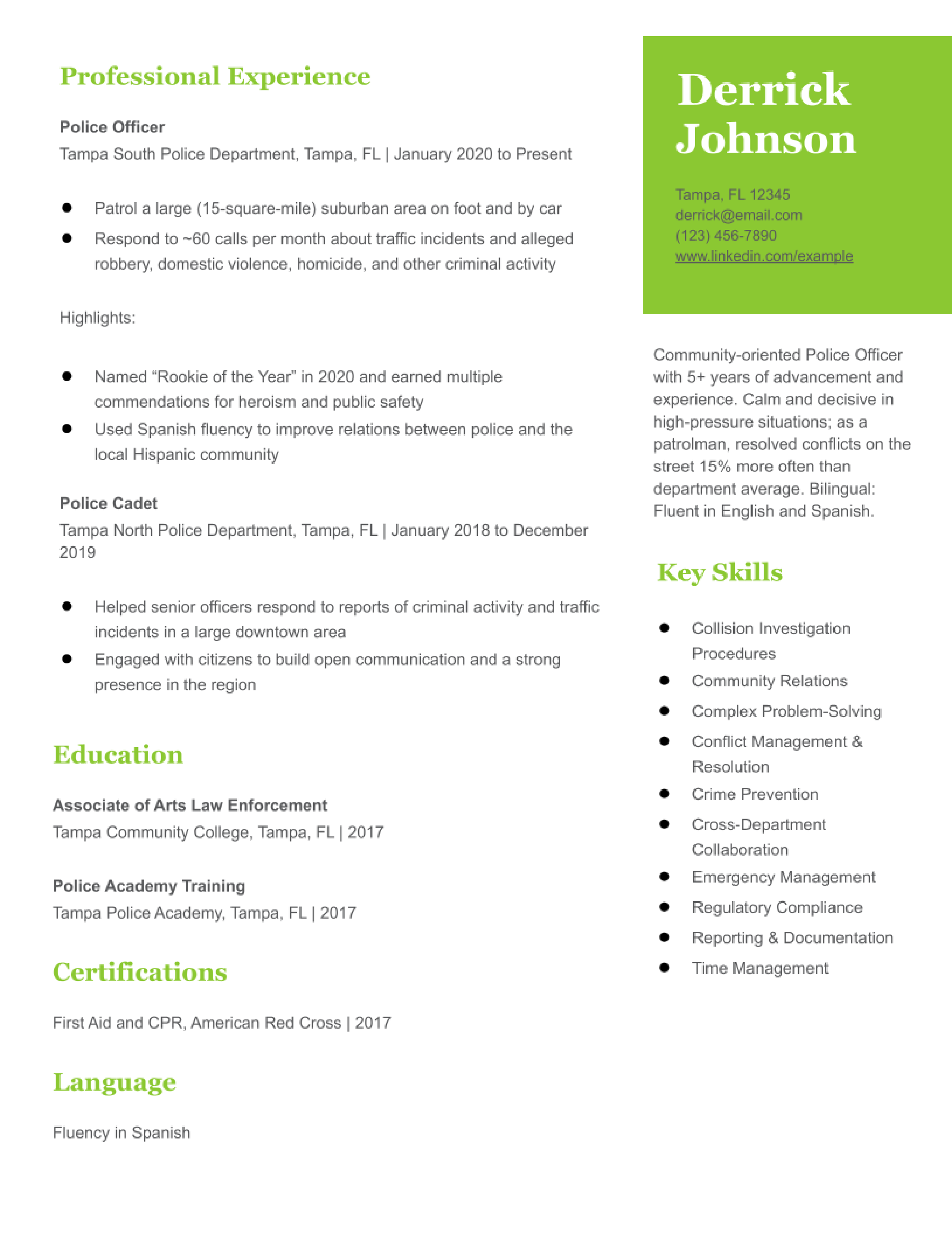 Law Enforcement Resume Examples And Templates For 2024
