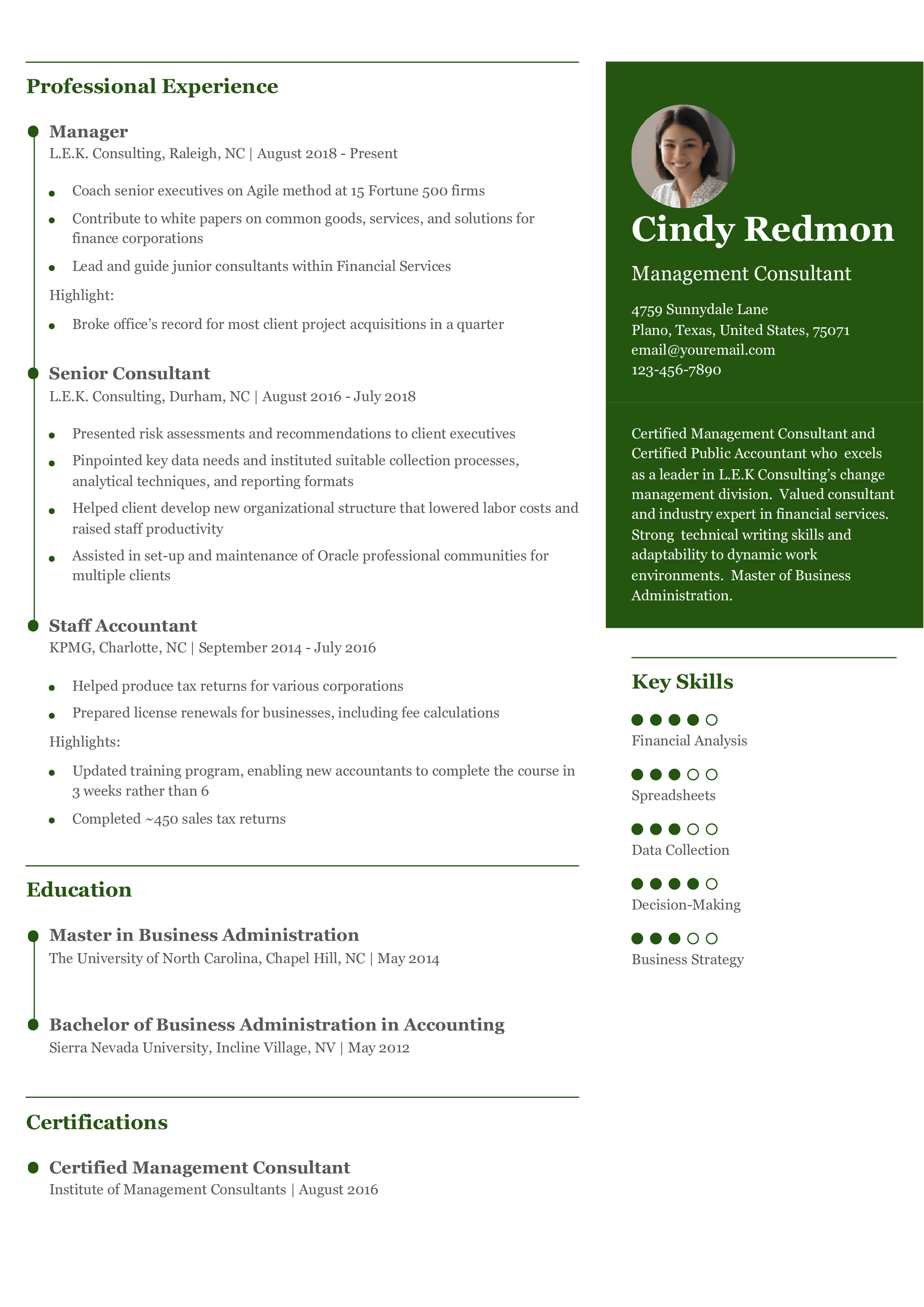 Management Consultant Resume Examples and Templates for 2024 ...