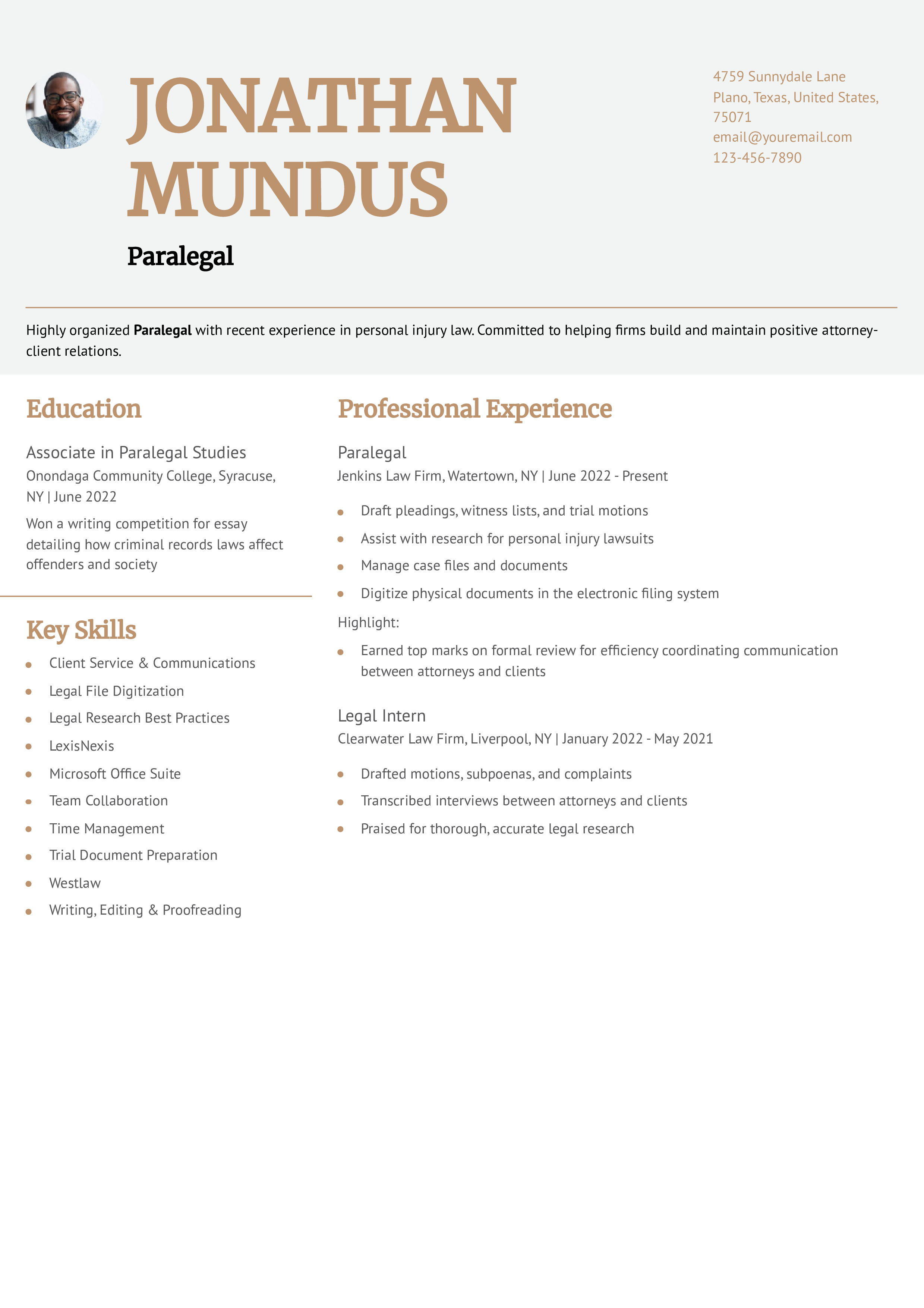 Paralegal Resume Examples and Templates for 2024 - ResumeBuilder.com