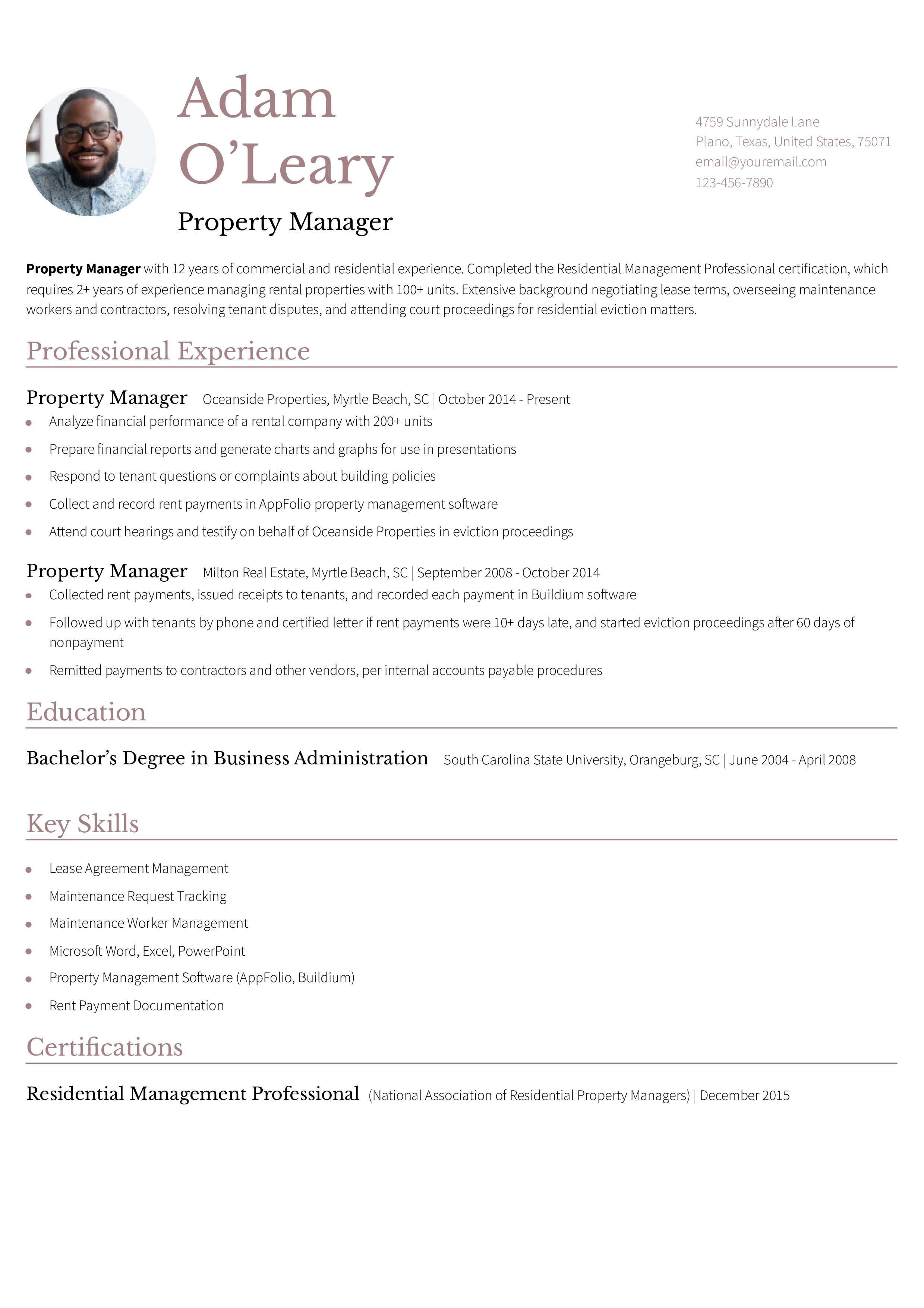 Property Manager Resume Examples and Templates for 2024 - ResumeBuilder.com