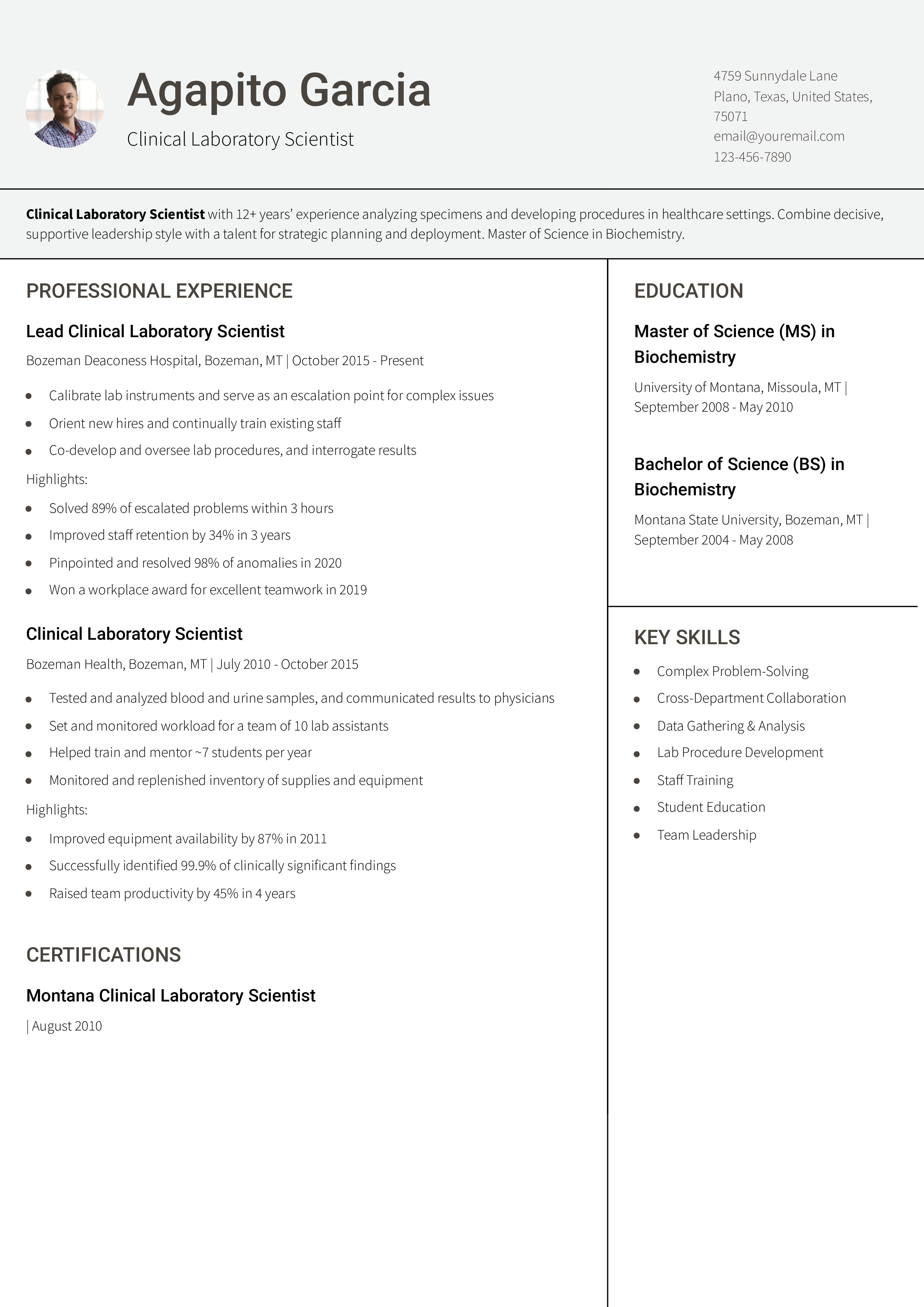 Science Resume Examples and Templates for 2024 - ResumeBuilder.com