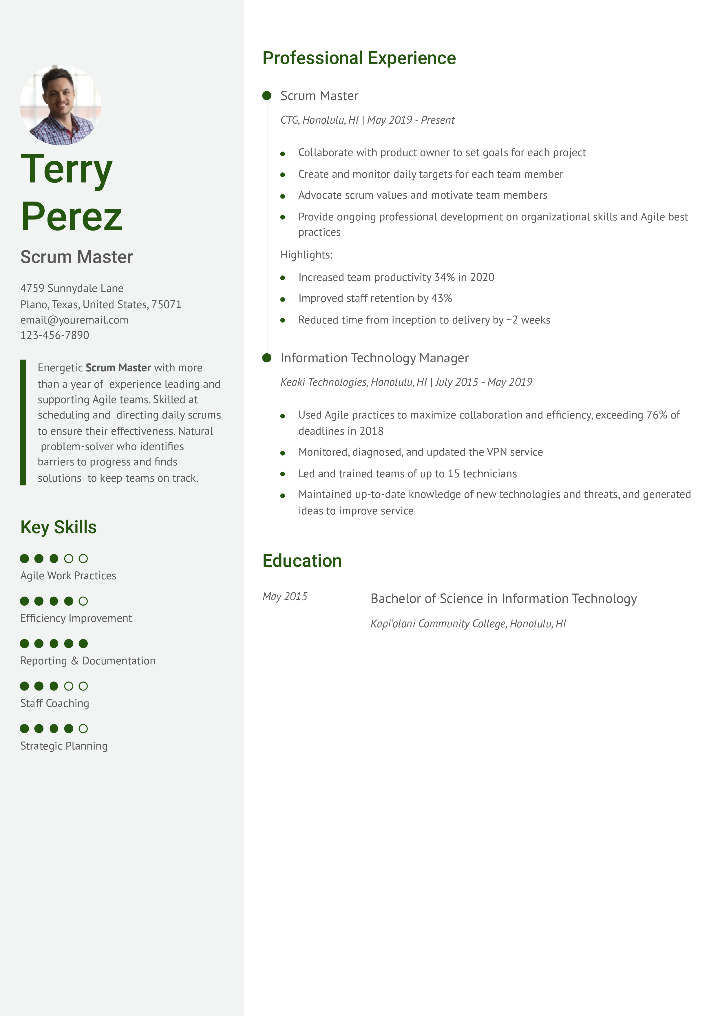 Scrum Master Resume Examples and Templates for 2024 - ResumeBuilder.com