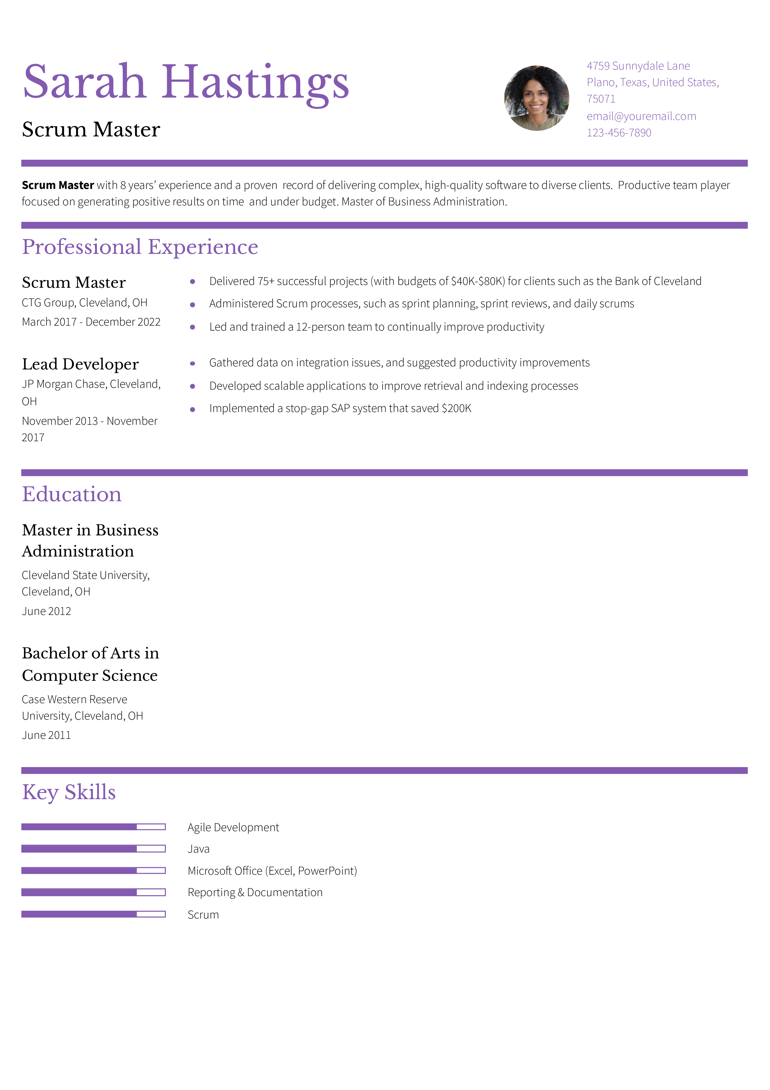 Scrum Master Resume Examples and Templates for 2024 - ResumeBuilder.com