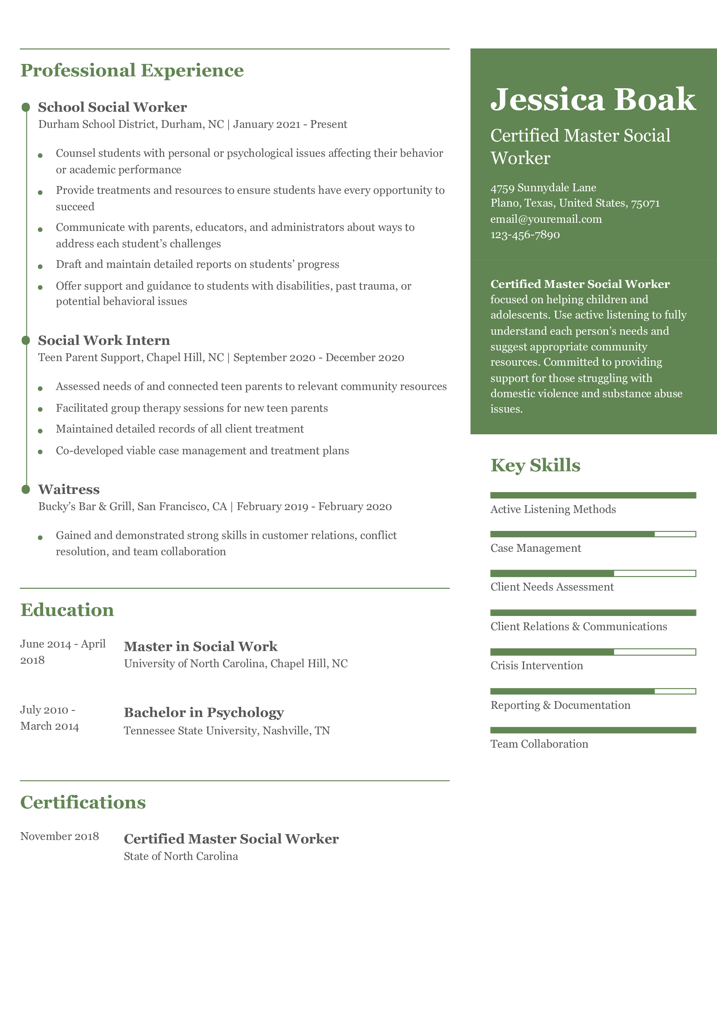 Social Work Resume Examples and Templates for 2024 - ResumeBuilder.com