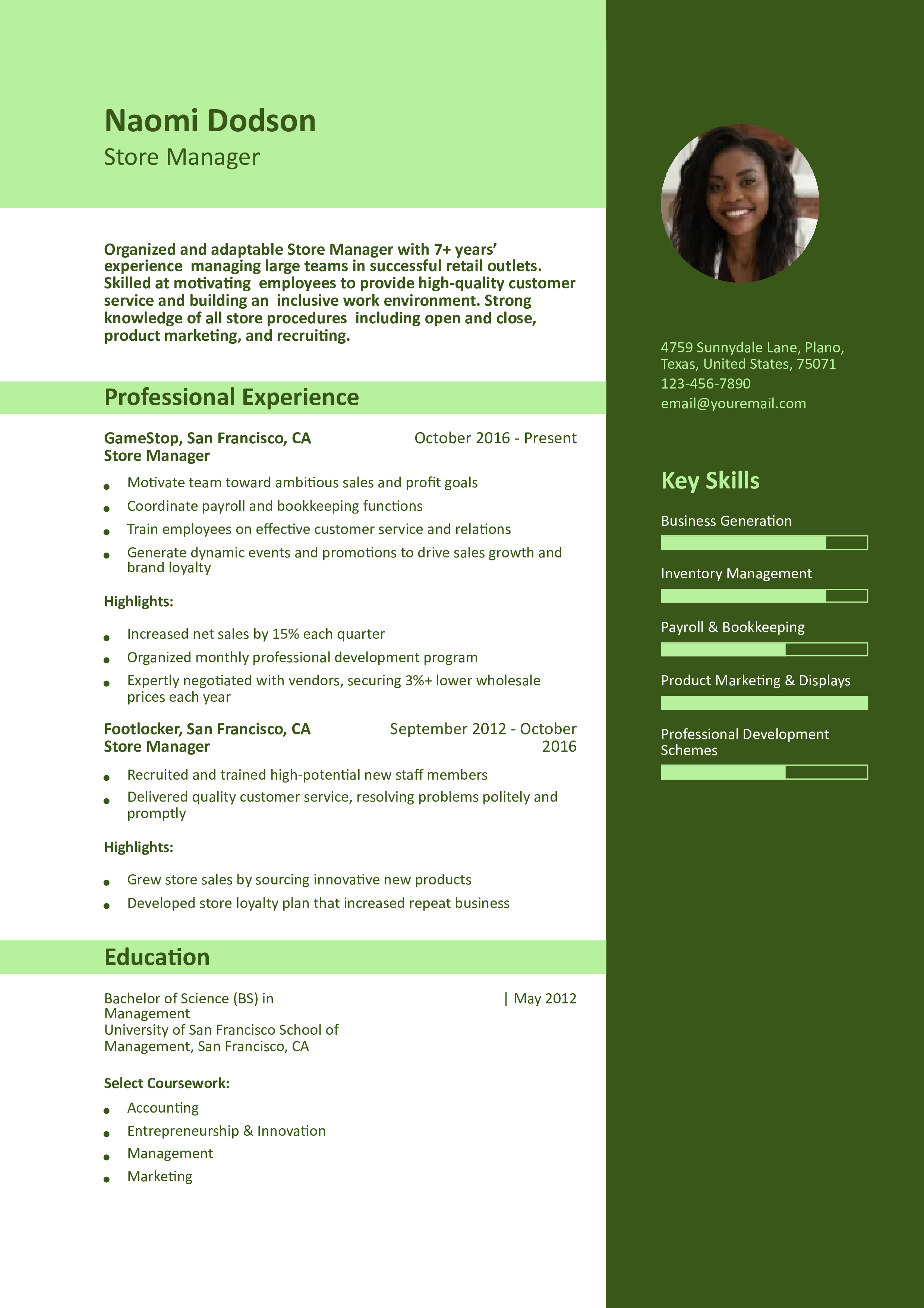 Store Manager Resume Examples and Templates for 2024 - ResumeBuilder.com