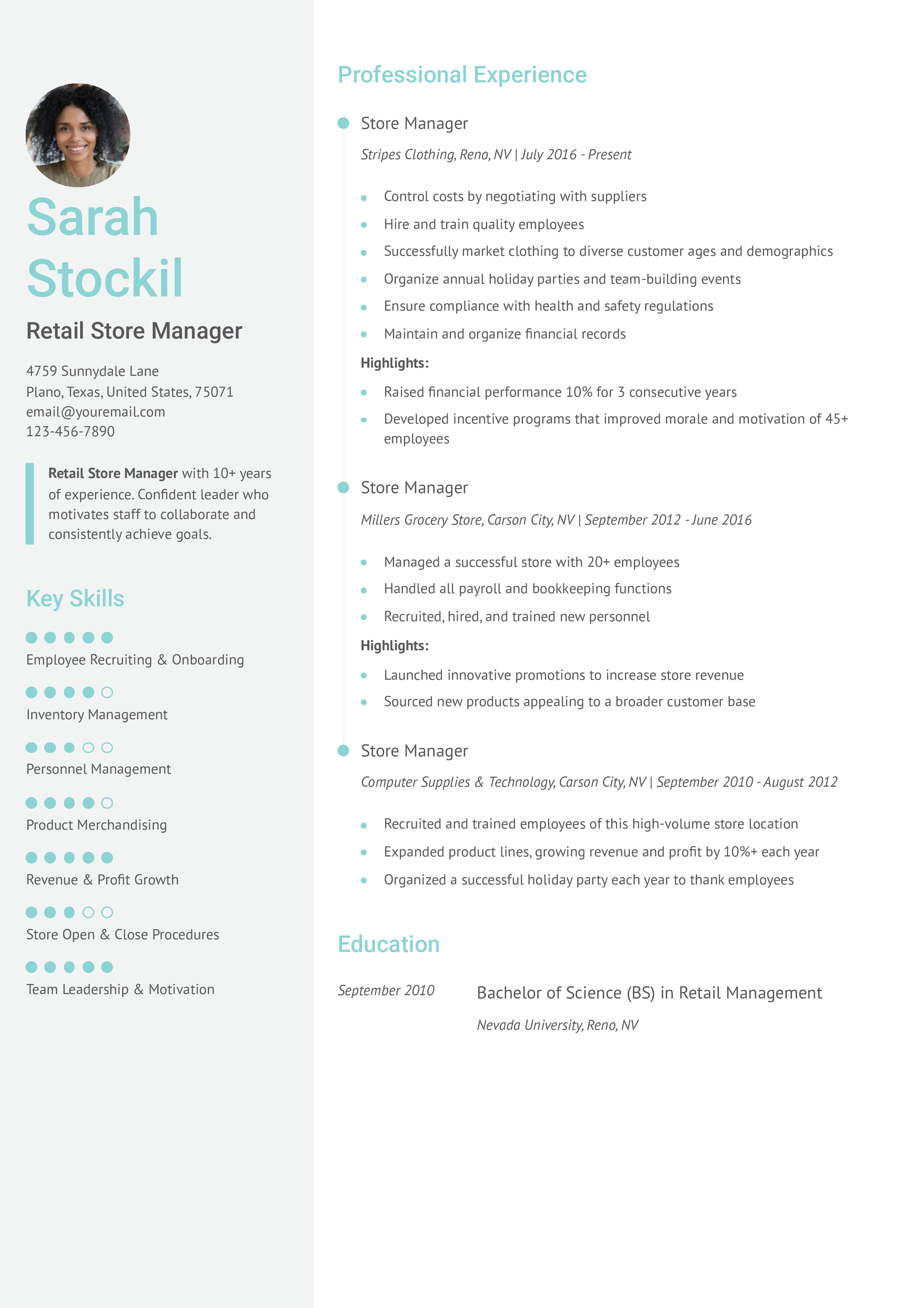 Store Manager Resume Examples and Templates for 2024 - ResumeBuilder.com